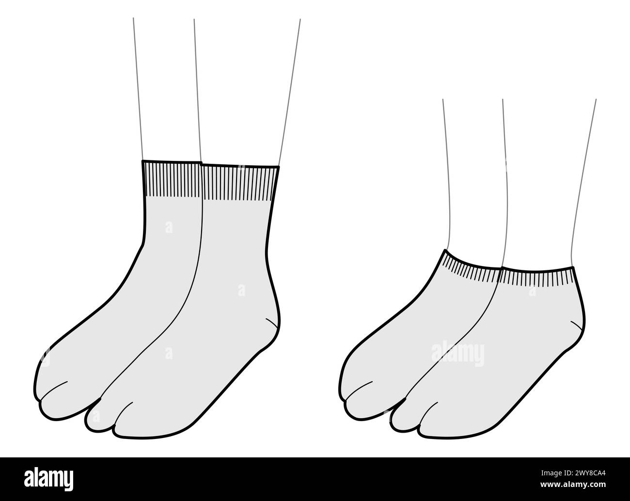 Set of Tabi Thong Socks hosiery low, high ankle length. Fashion ...