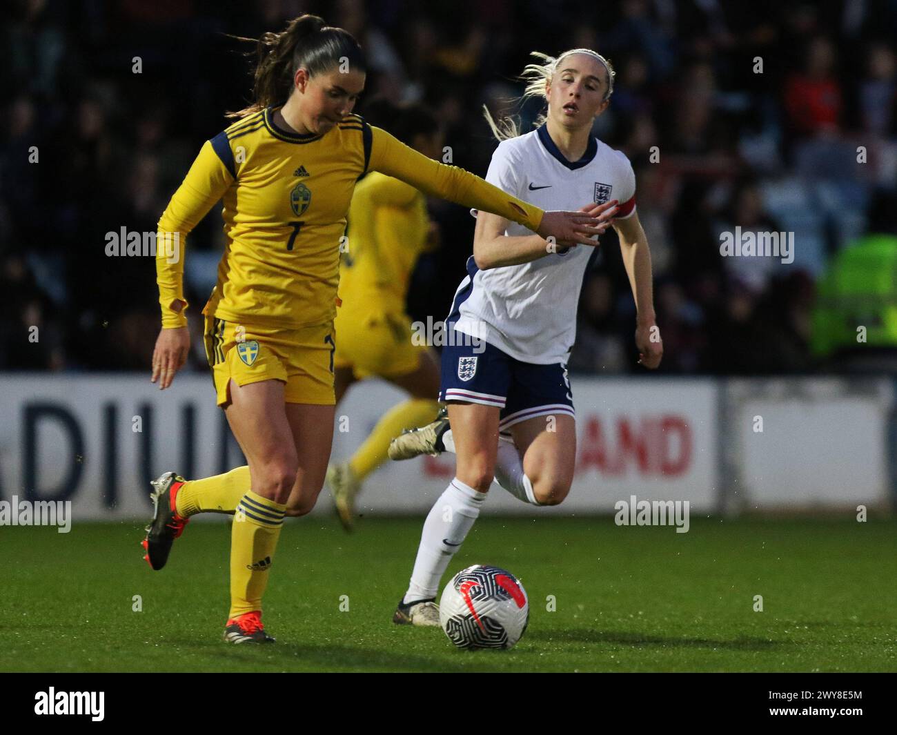 New Bucks Head, England 4th April 2024: Emilia Pelgander (7) for Sweden ...