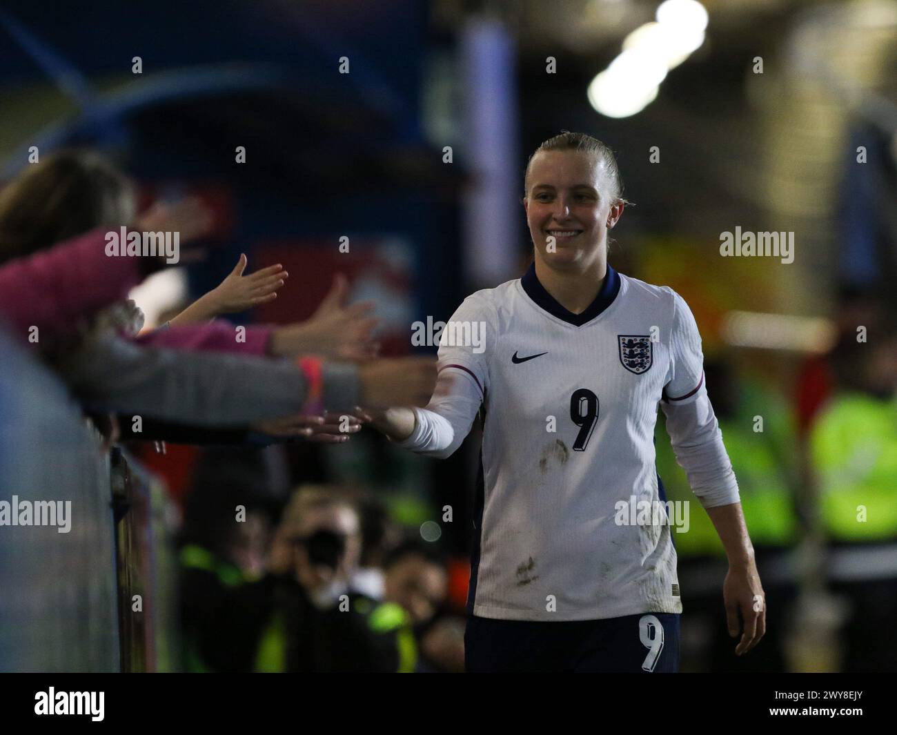 New Bucks Head, UK. 4th Apr, 2024. Aggie Beever Jones (9) forward for ...