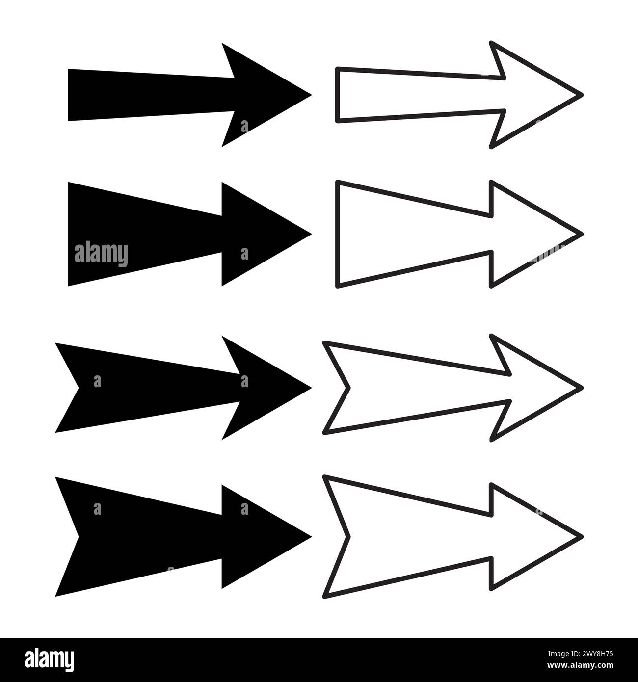 Set of black and white arrow icons. Directional symbols. Vector illustration. EPS 10 Stock ...
