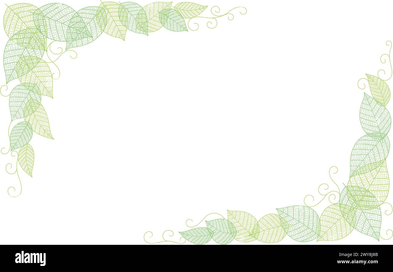 Vector Frame Illustration With Leaf Veins Silhouette Pattern Isolated ...