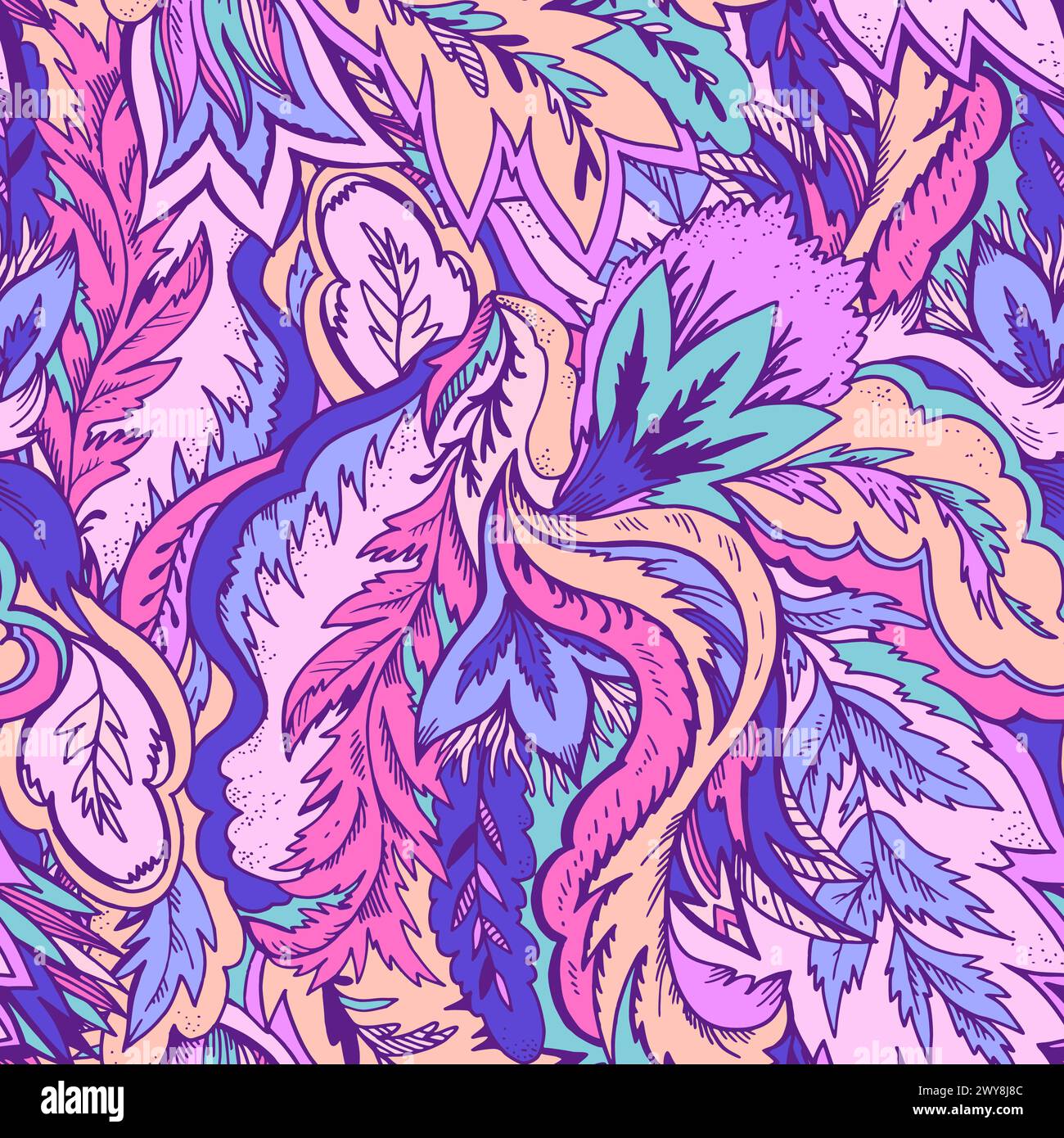 Colorful ornamental psychedelic pattern. Funky texture with colorful ...