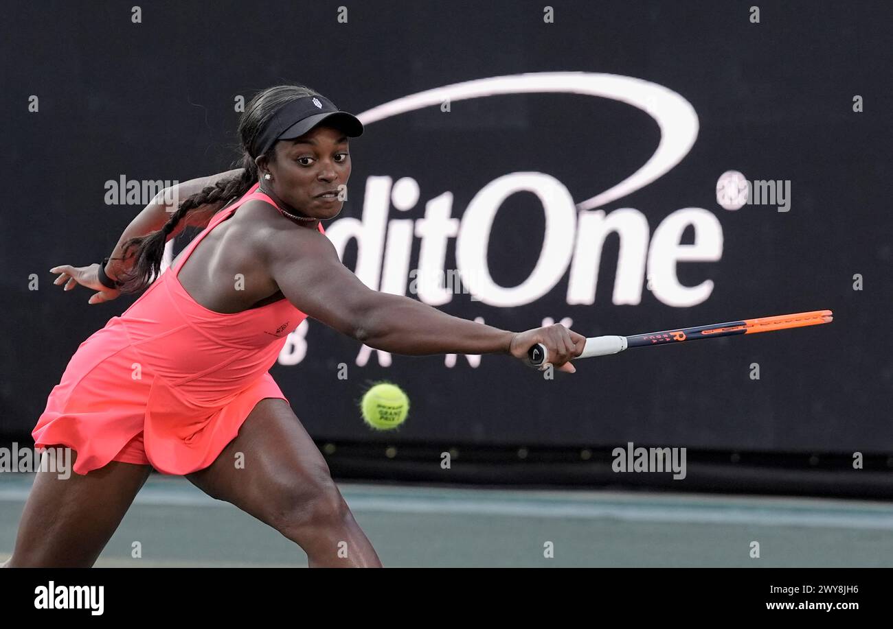 April 4, 2024: Sloane Stephens (USA) loses to Danielle Collins (USA) at ...