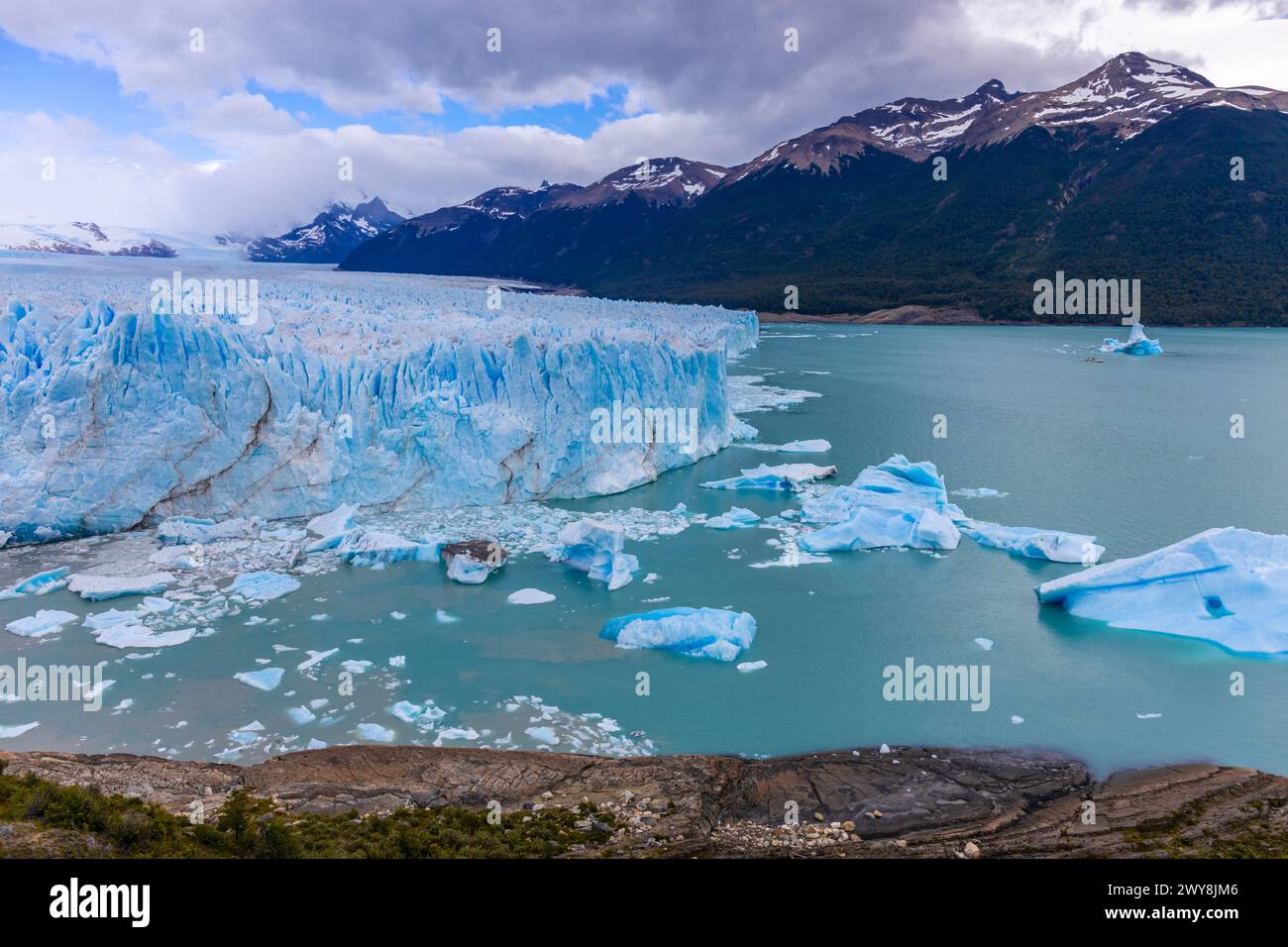 Perito Moreno Glacier blue ice in Argentina, Patagonia. Iceberg and ice ...