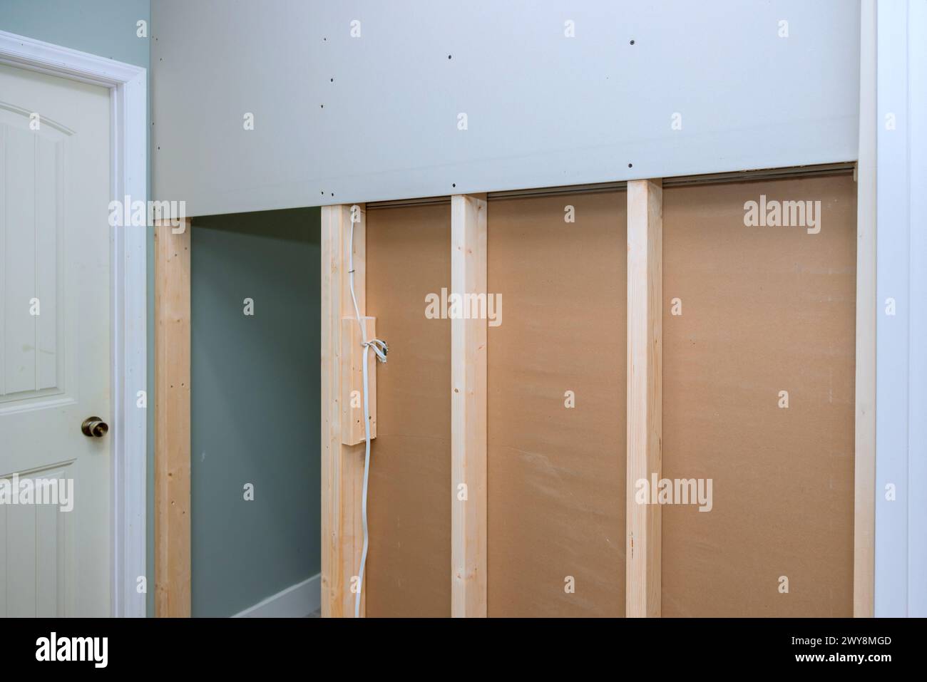 In renovation project, dry wall screws are used to mount plasterboard ...