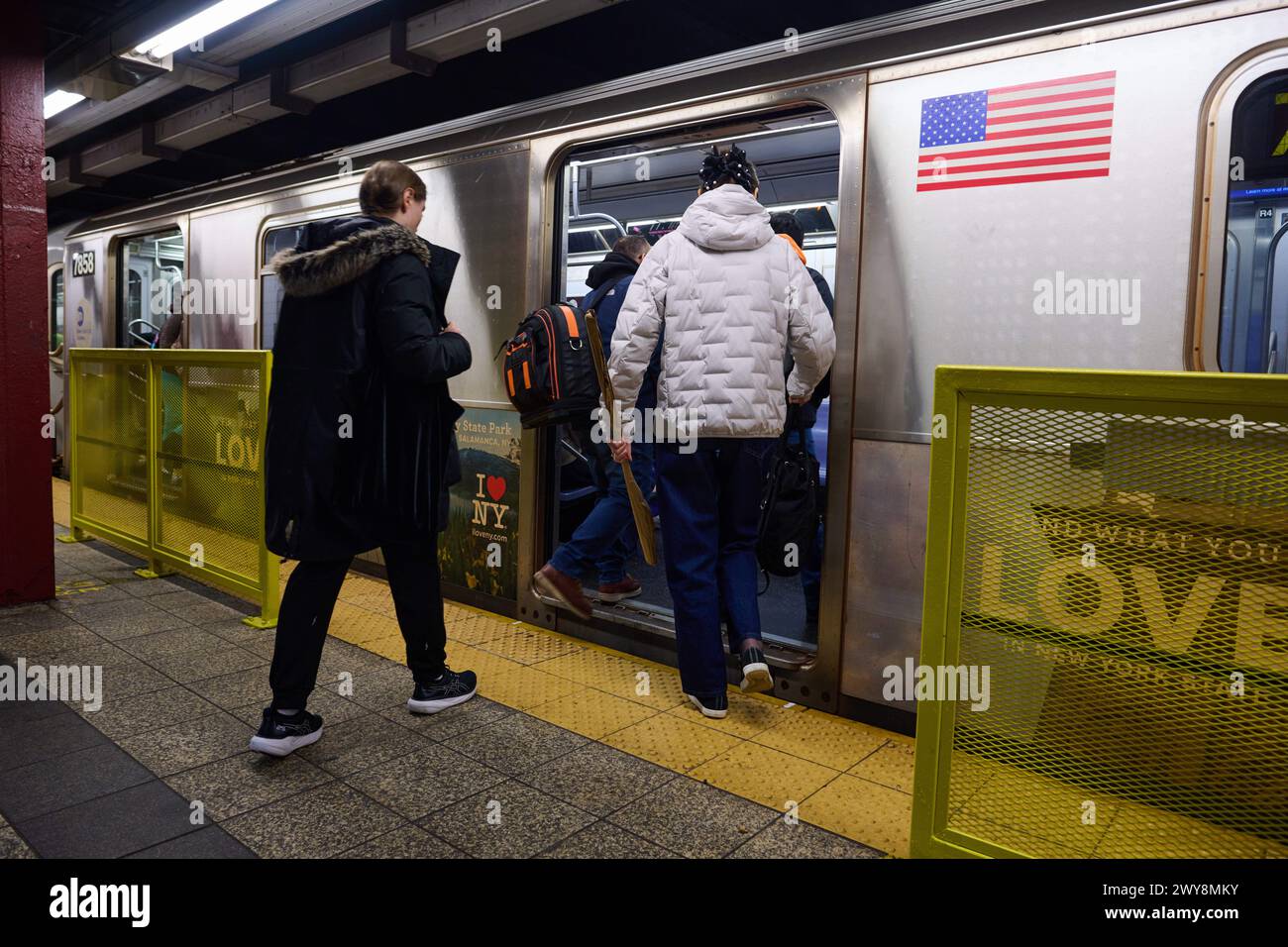 New York, New York, USA. 4th Apr, 2024. Yellow metal barriers are ...