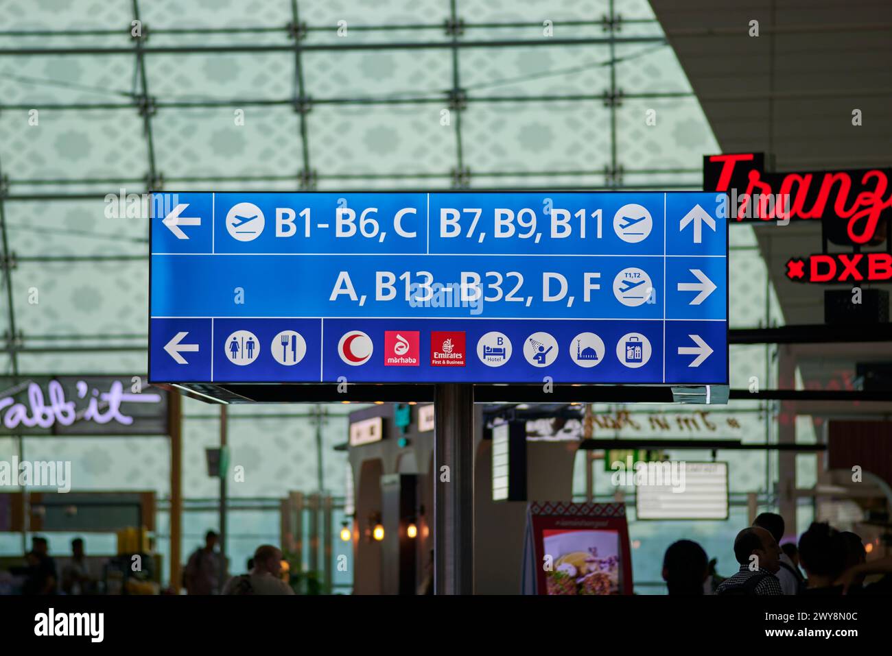 Information display at DXB Dubai International Airport terminal in ...