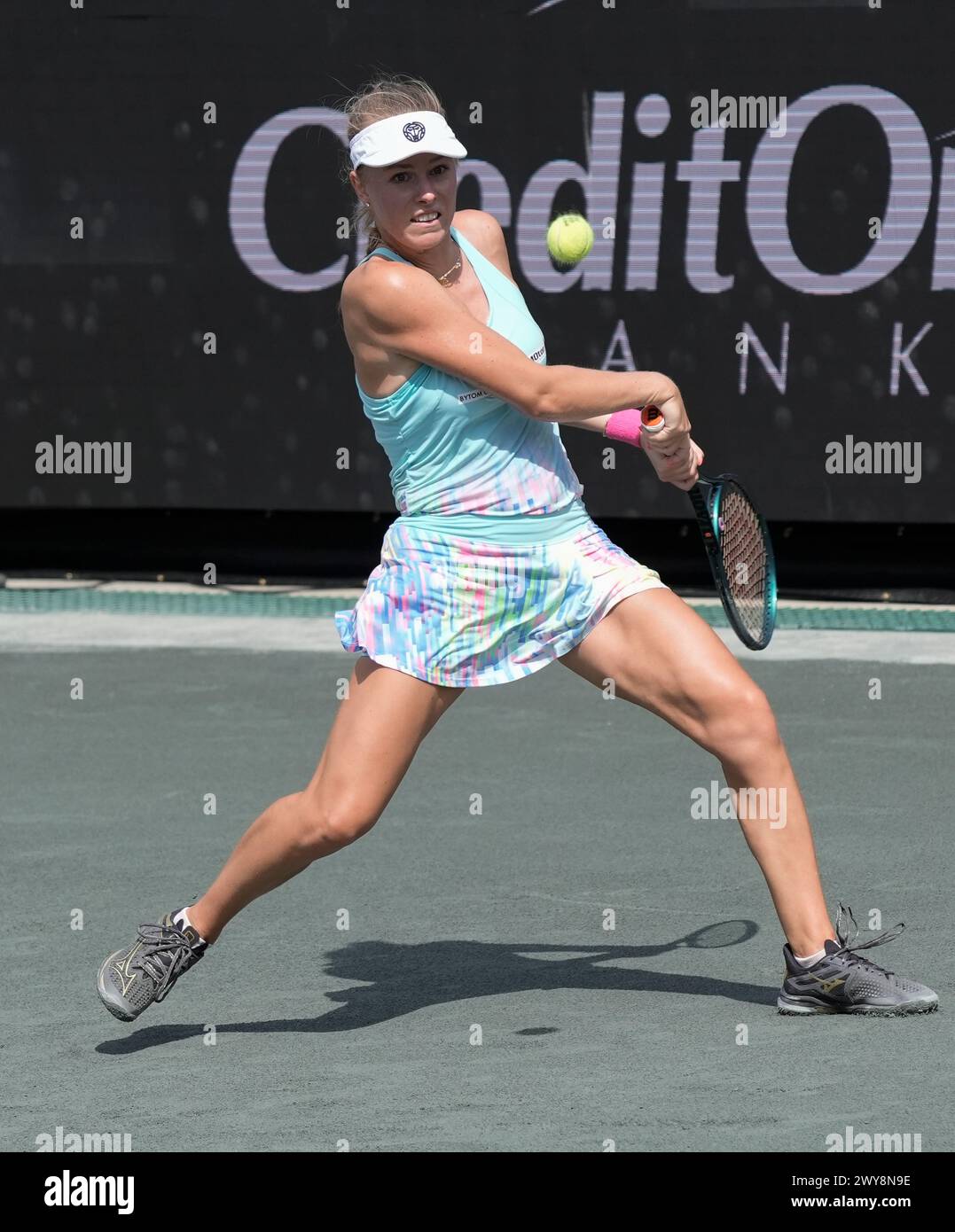 April 2, 2024: Magdalena Frech (POL) loses to Sloane Stephens (USA) at ...