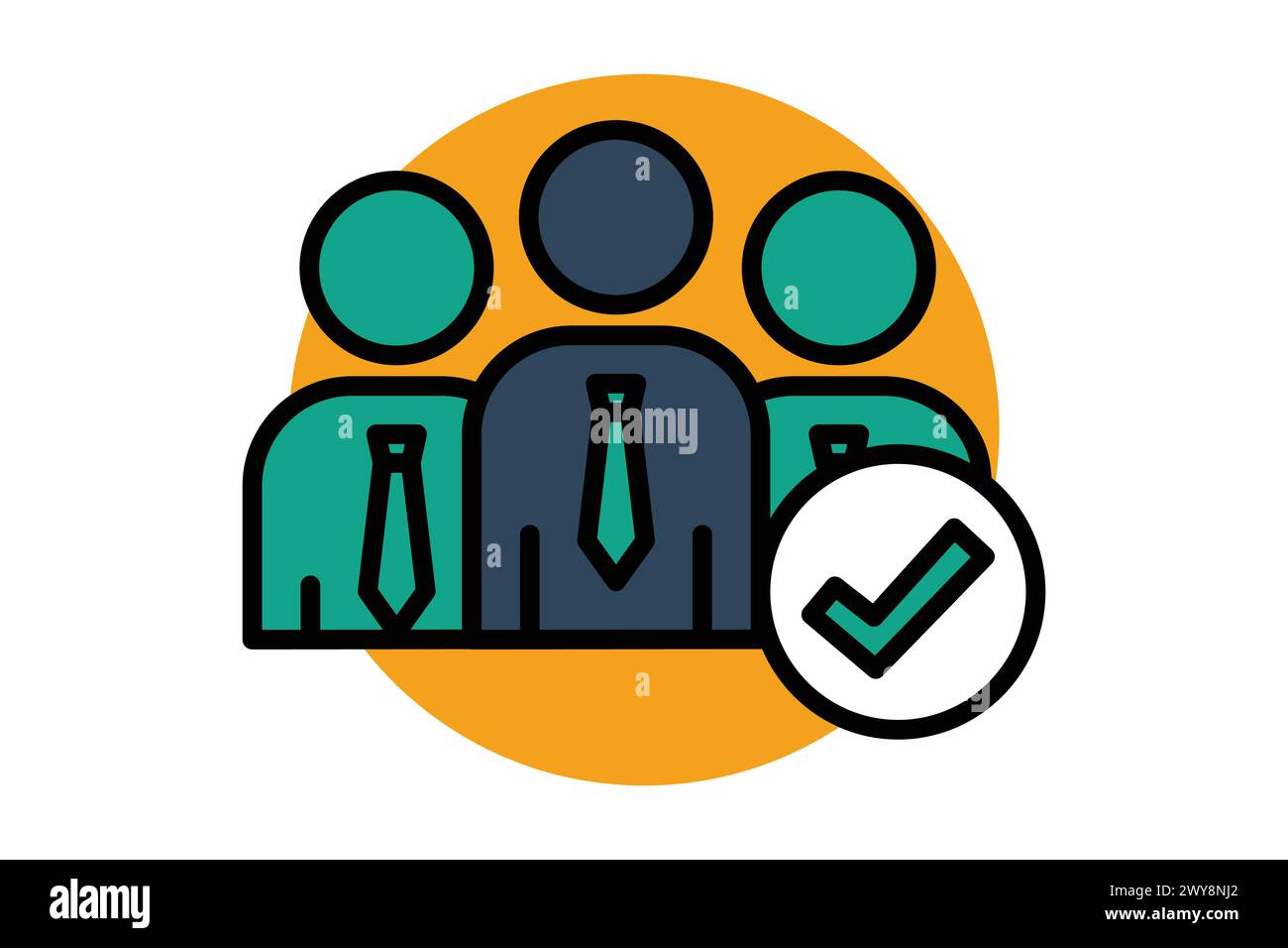 check icon. people with check mark. icon related to action plan ...