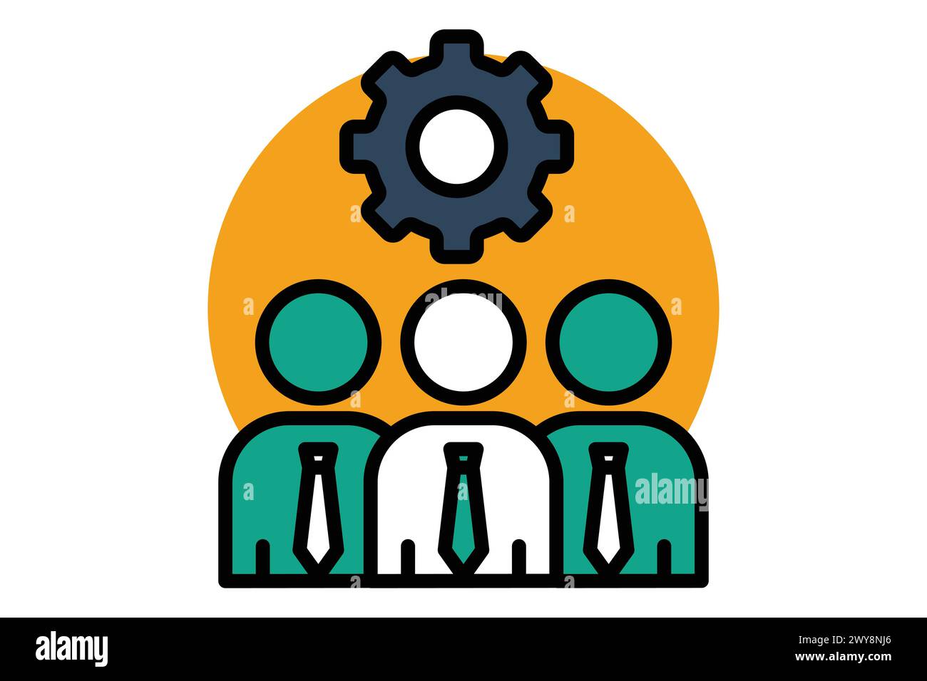 development icon. people with gear. icon related to action plan ...