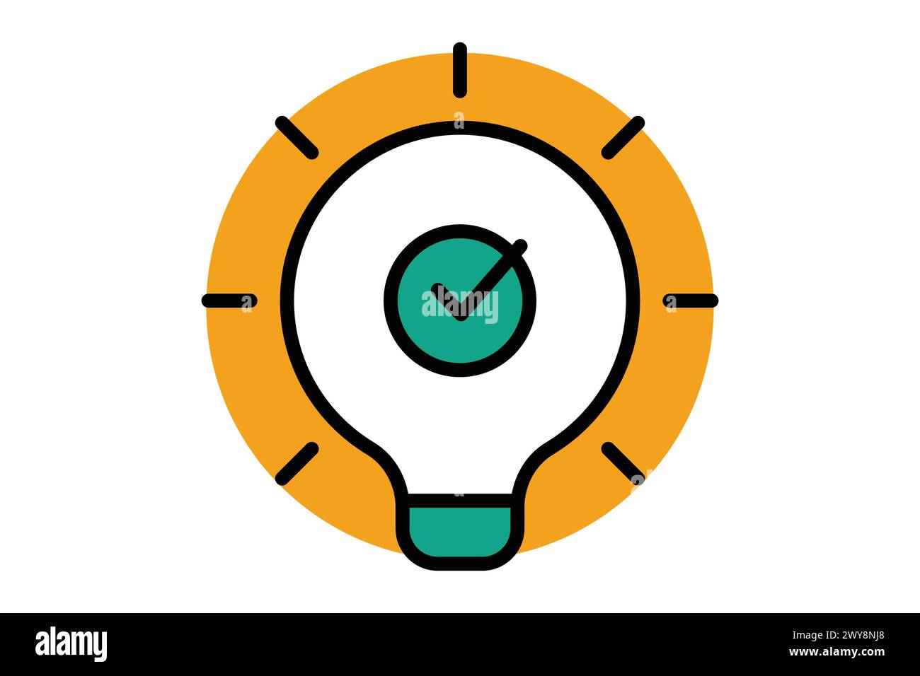 solution icon. light bulb with check mark in circle. icon related to ...