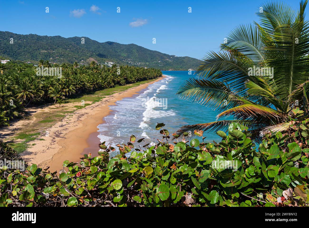 above punta tuna beach from atop peninsula and hills along southeastern ...