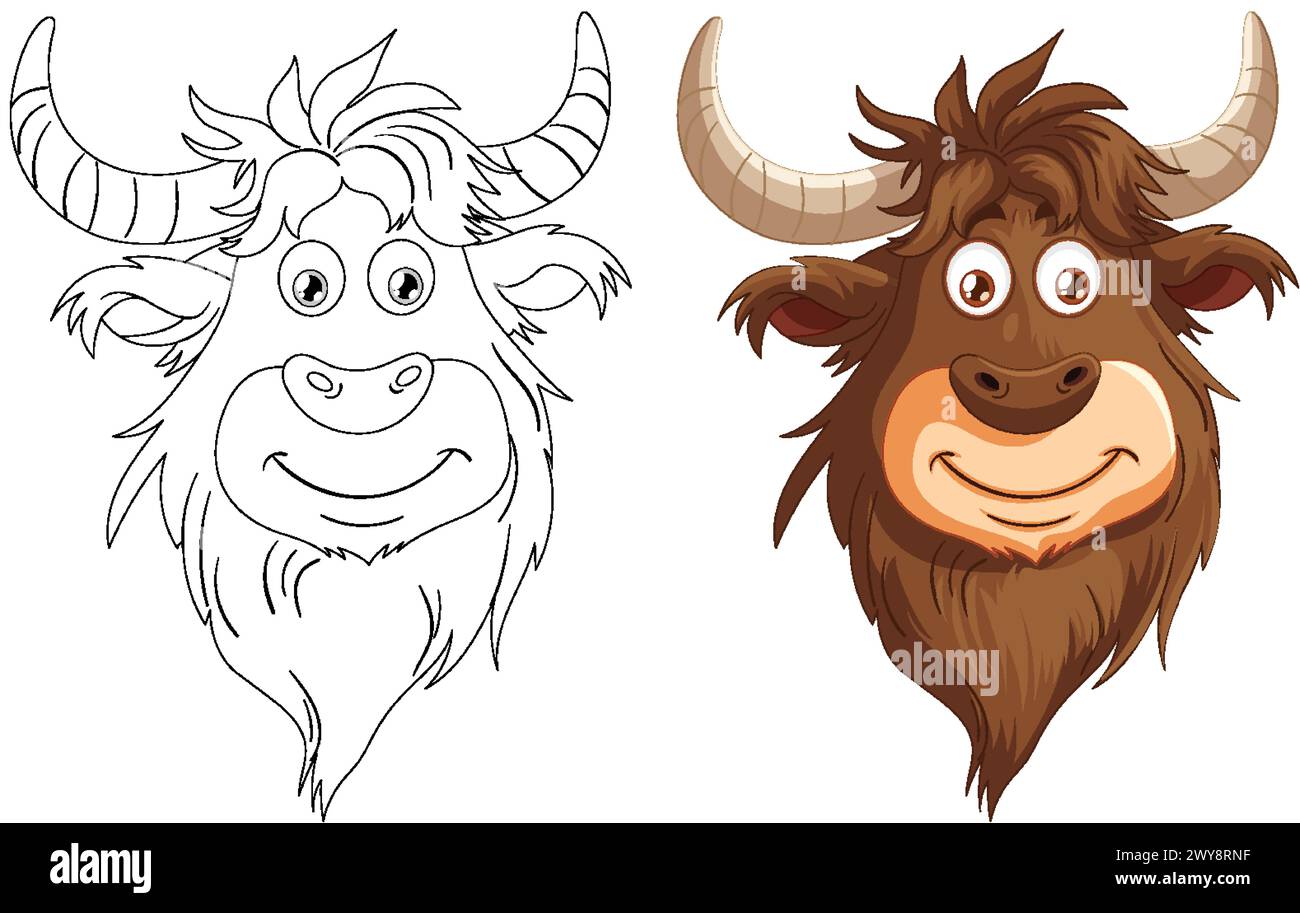 Vector illustration of a happy, smiling yak Stock Vector Image & Art ...