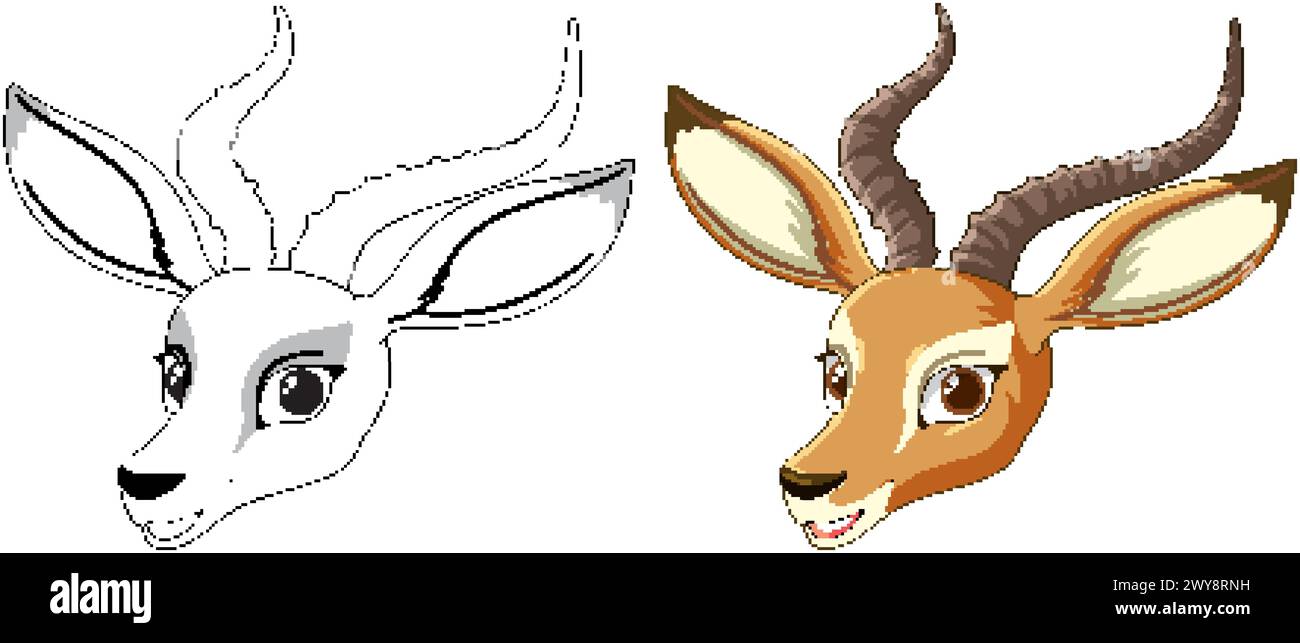 Vector illustration of an antelope, colored and outlined Stock Vector ...