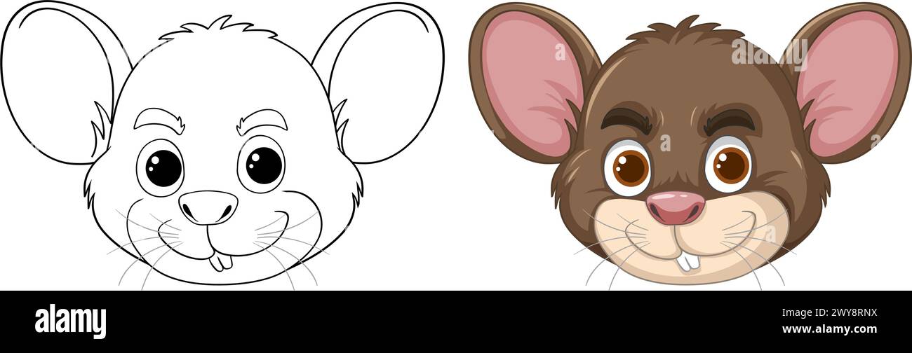 From sketch to color, a charming mouse character Stock Vector Image ...