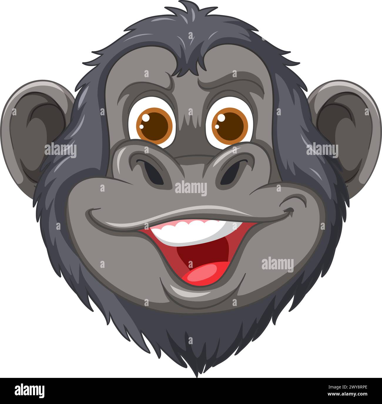 Vector illustration of a smiling chimpanzee head Stock Vector Image ...