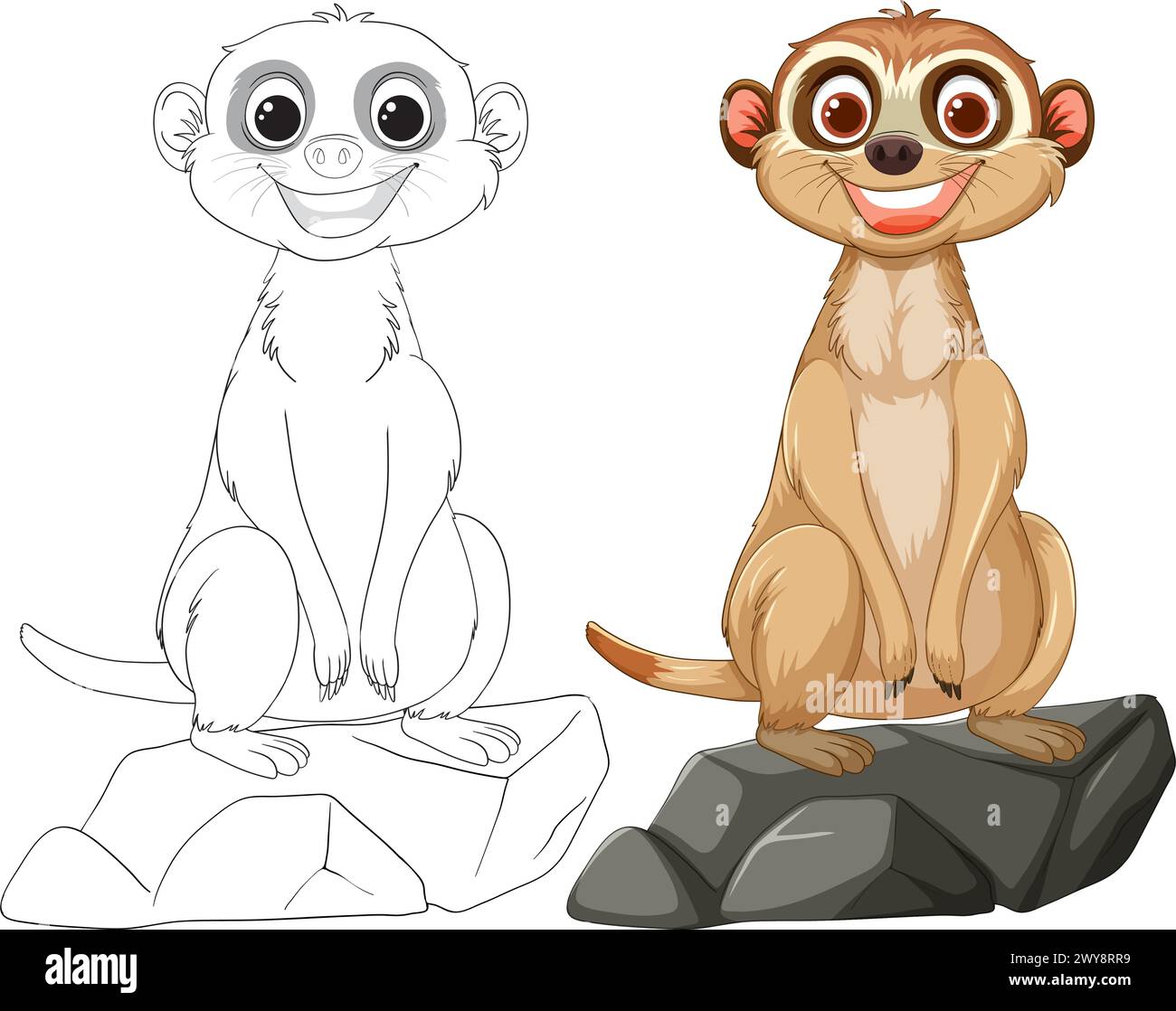 Vector illustration of a meerkat, colored and outlined Stock Vector ...