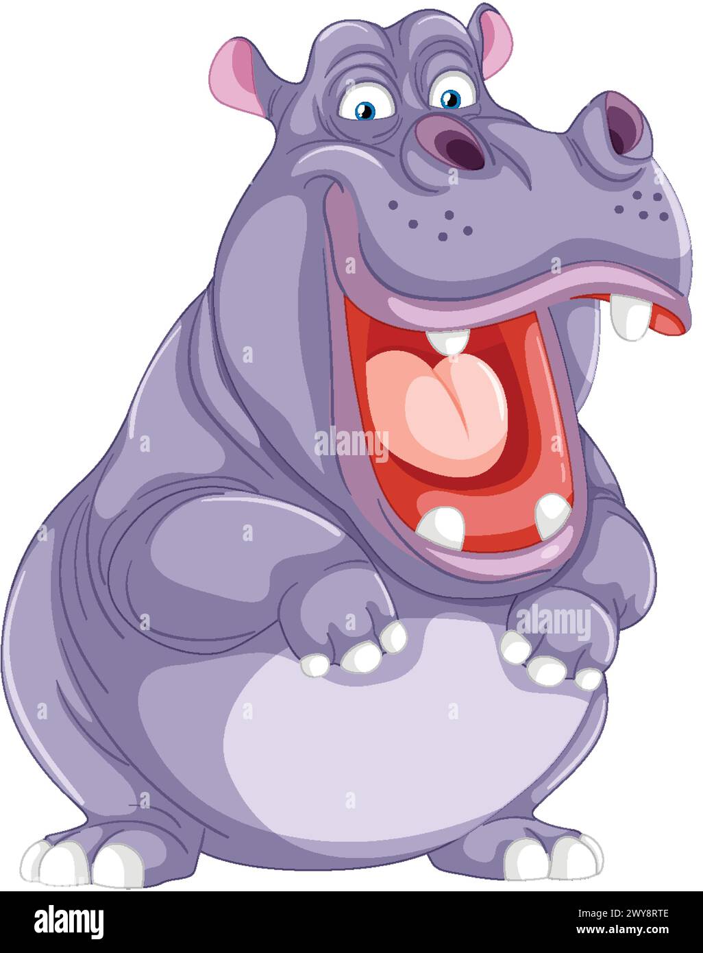 A happy, smiling cartoon hippo standing upright Stock Vector Image ...