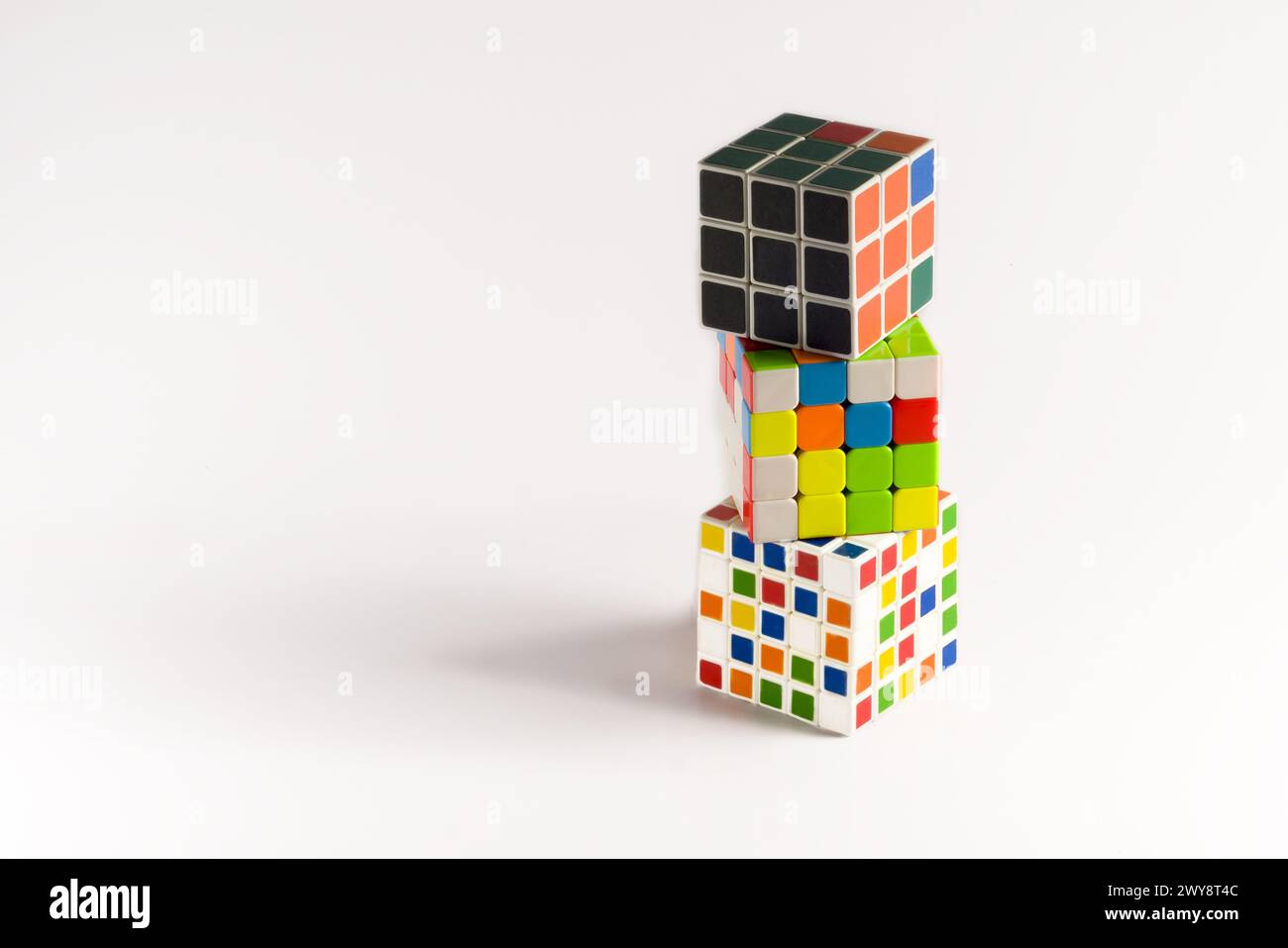Image of Still Life with Colorful Rubik's cubes in white background ...