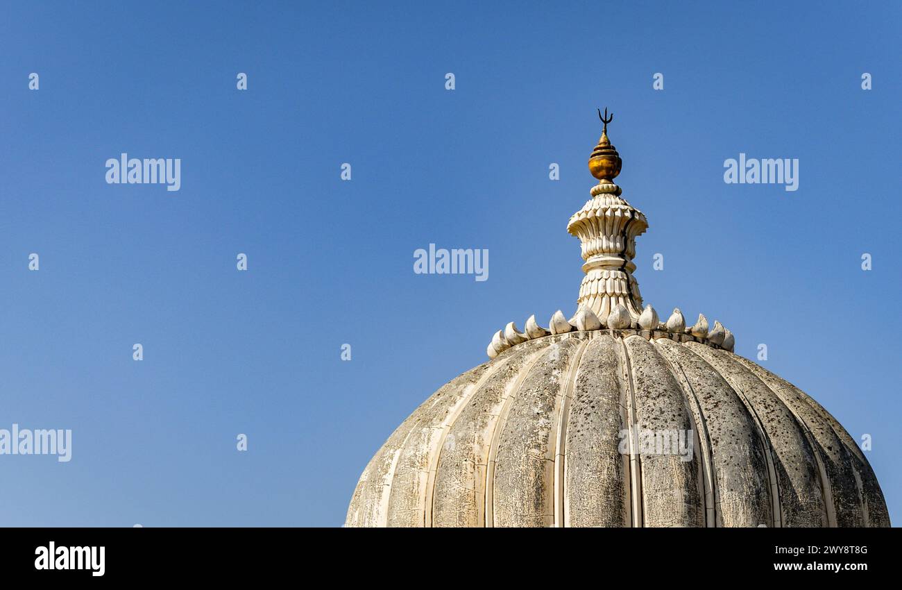 isolated ancient fort dome with bright blue sky at morning image is ...