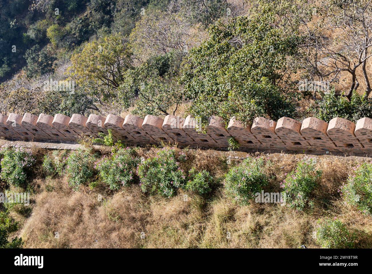 ancient fort stone wall for invader protection at morning image is ...