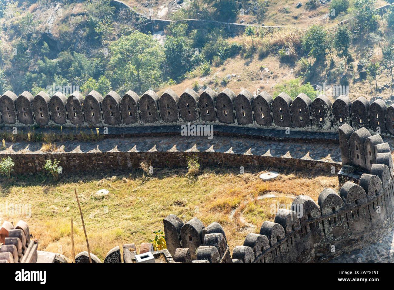 ancient fort stone wall for invader protection at morning image is ...