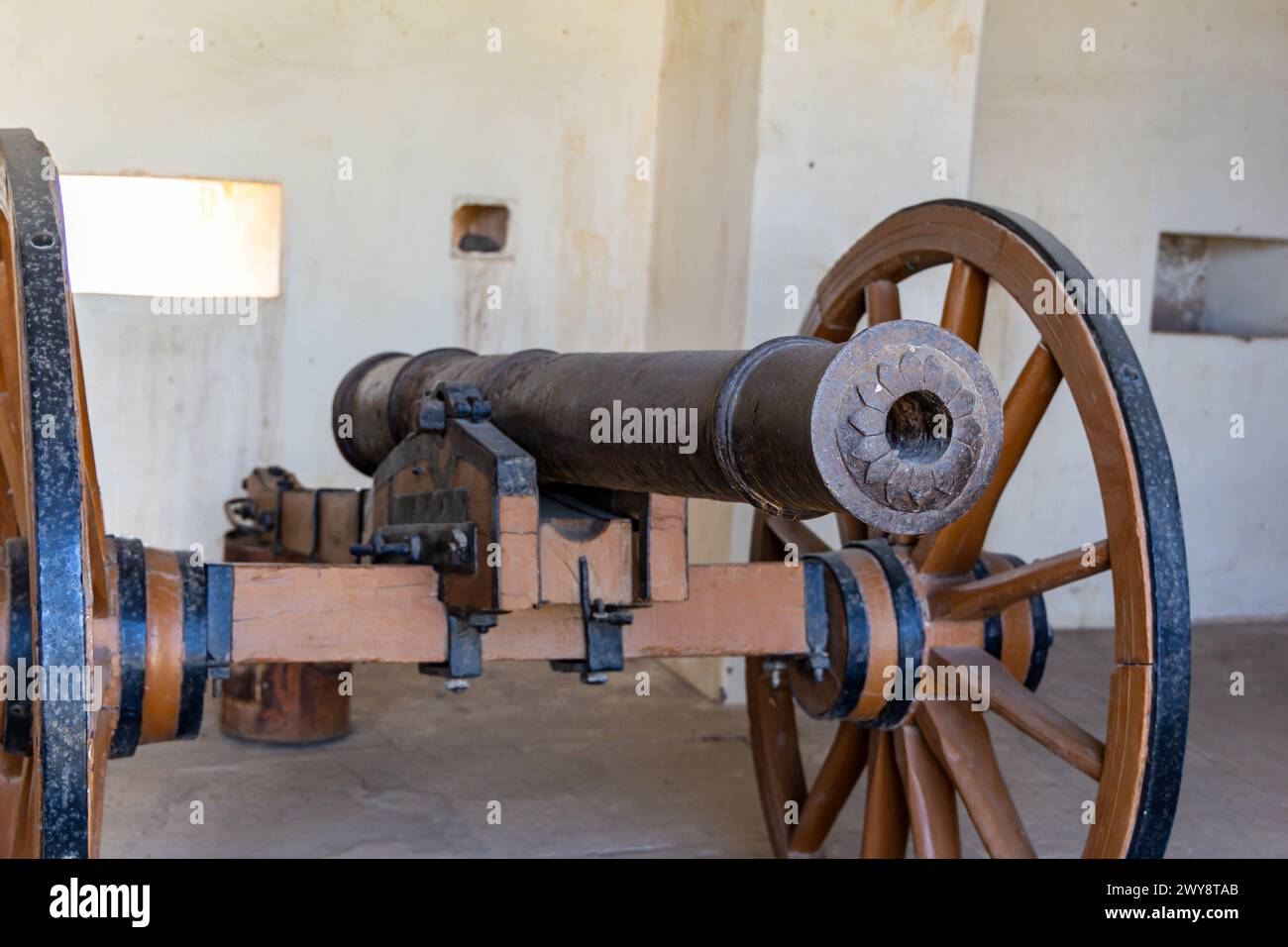 vintage cannon kept for ancient fort protection at morning from ...