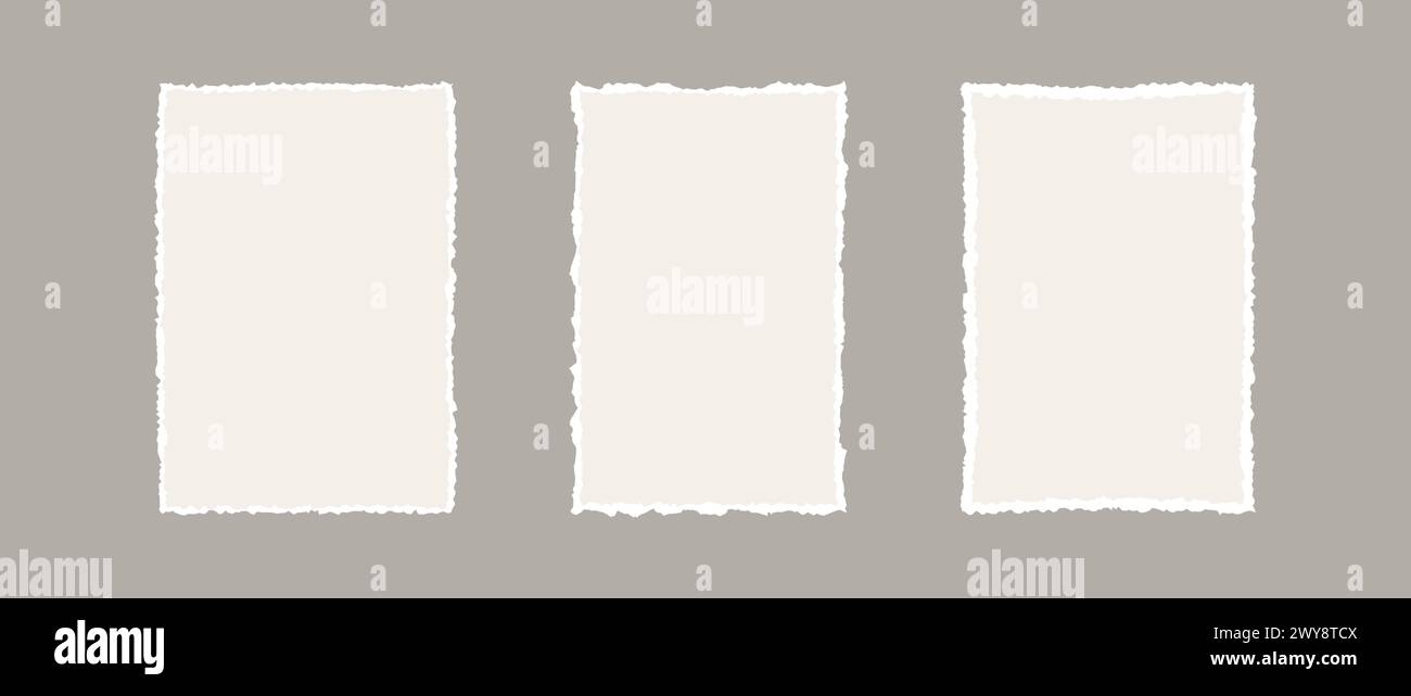 Torn paper frame backgrounds. Beige blank sheet wallpapers with jagged ...