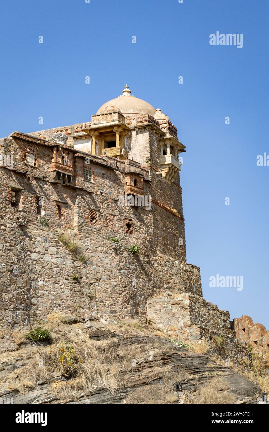 isolated ancient fort stone wall with unique architecture with bright ...