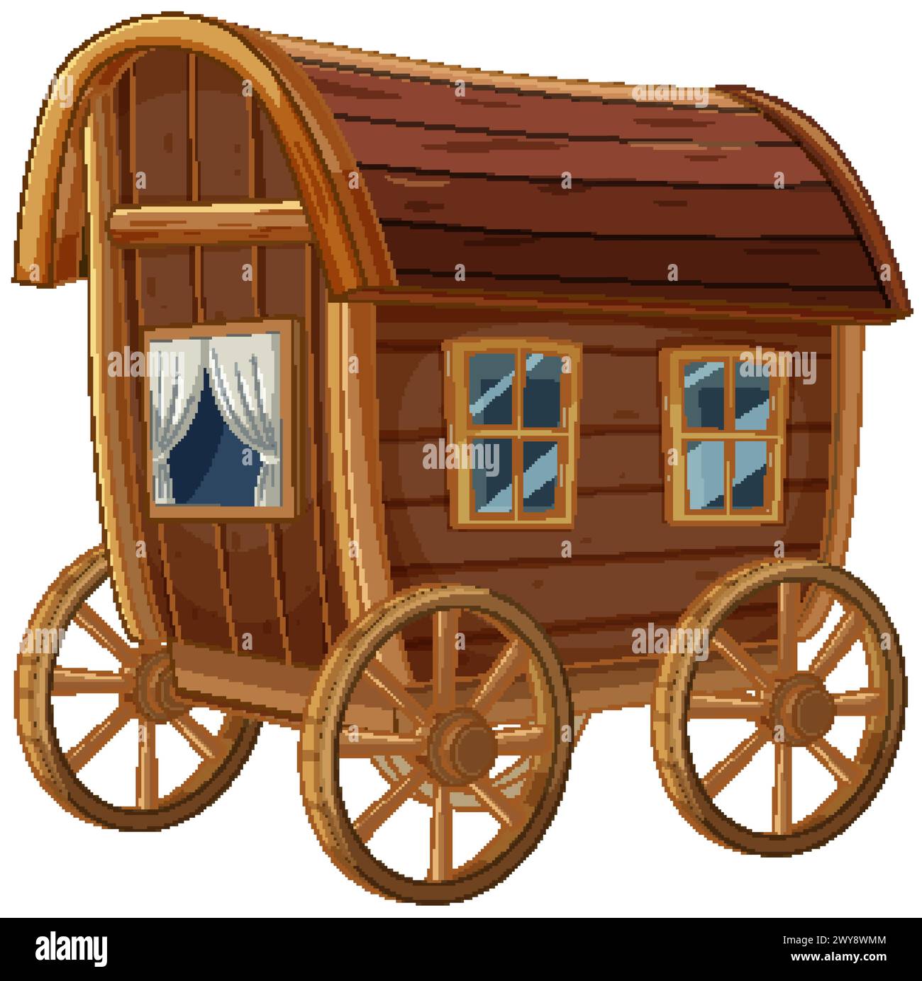 Cartoon of an old-fashioned wooden wagon Stock Vector Image & Art - Alamy
