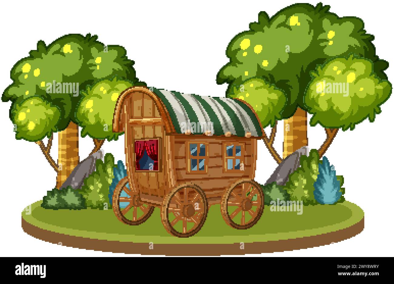 Colorful vector illustration of a whimsical wagon Stock Vector Image ...