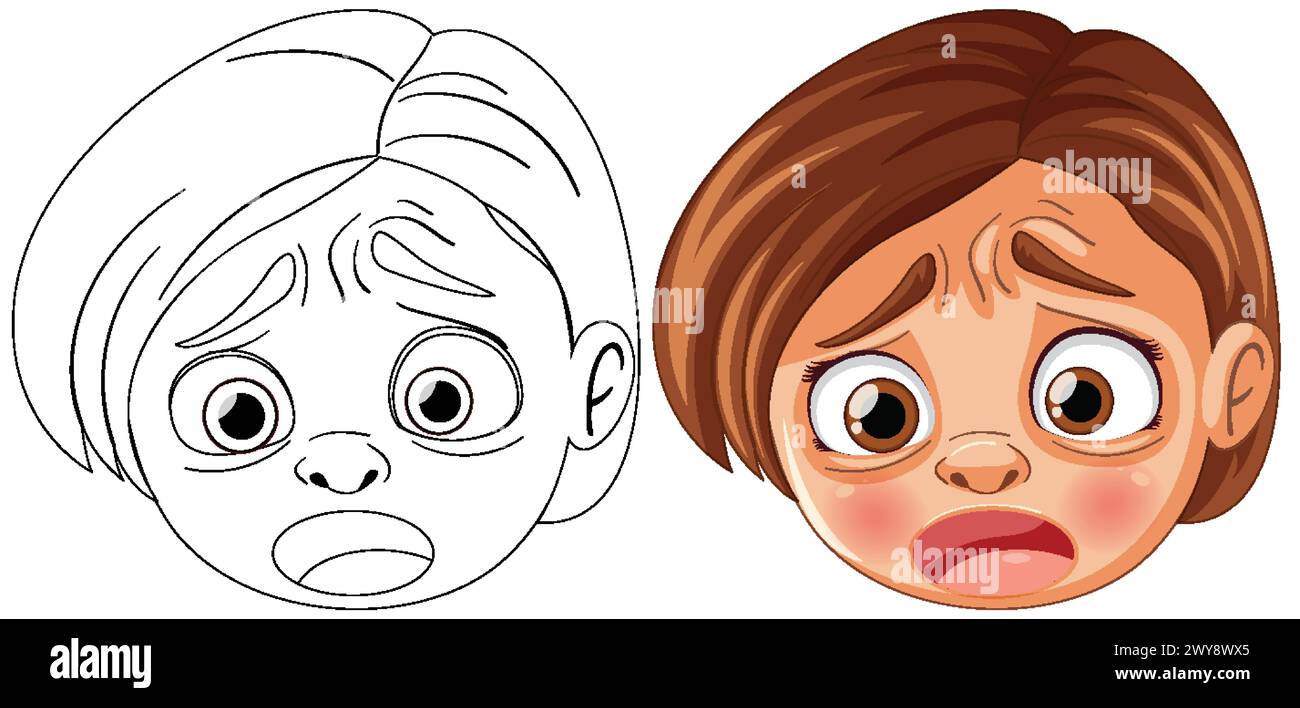 Two illustrated faces showing emotions of distress Stock Vector Image ...