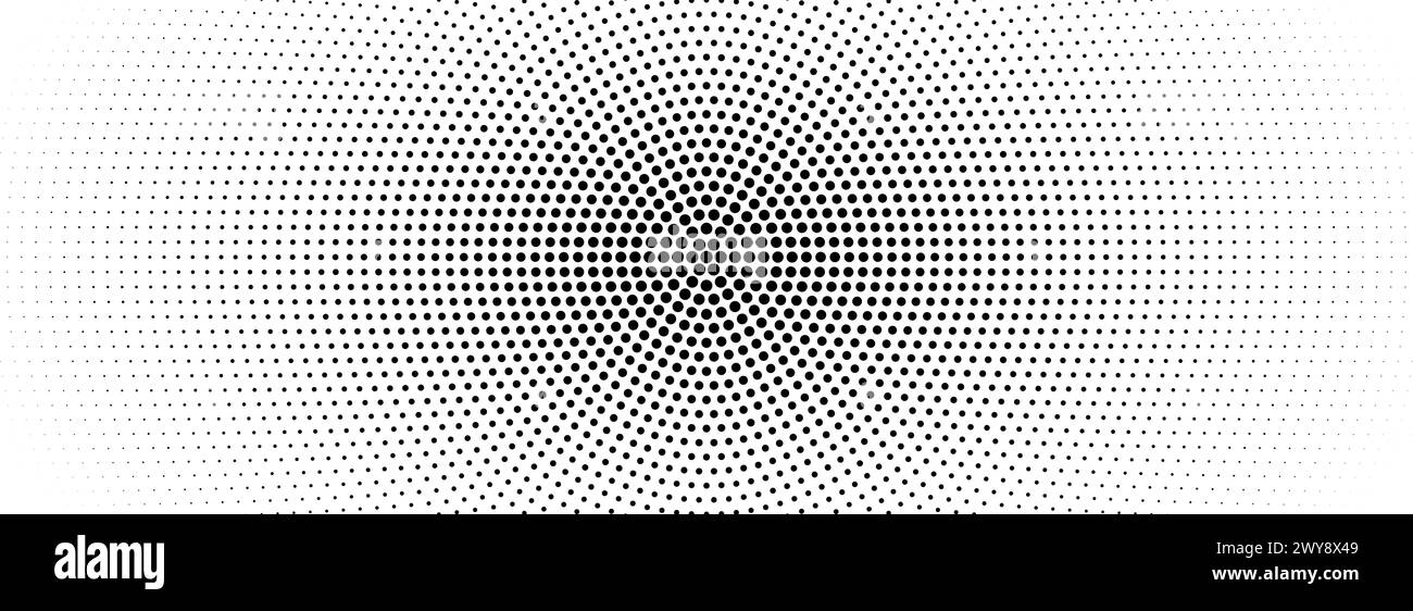 Radial halftone grunge fading texture. Vanishing dotted circle line ...