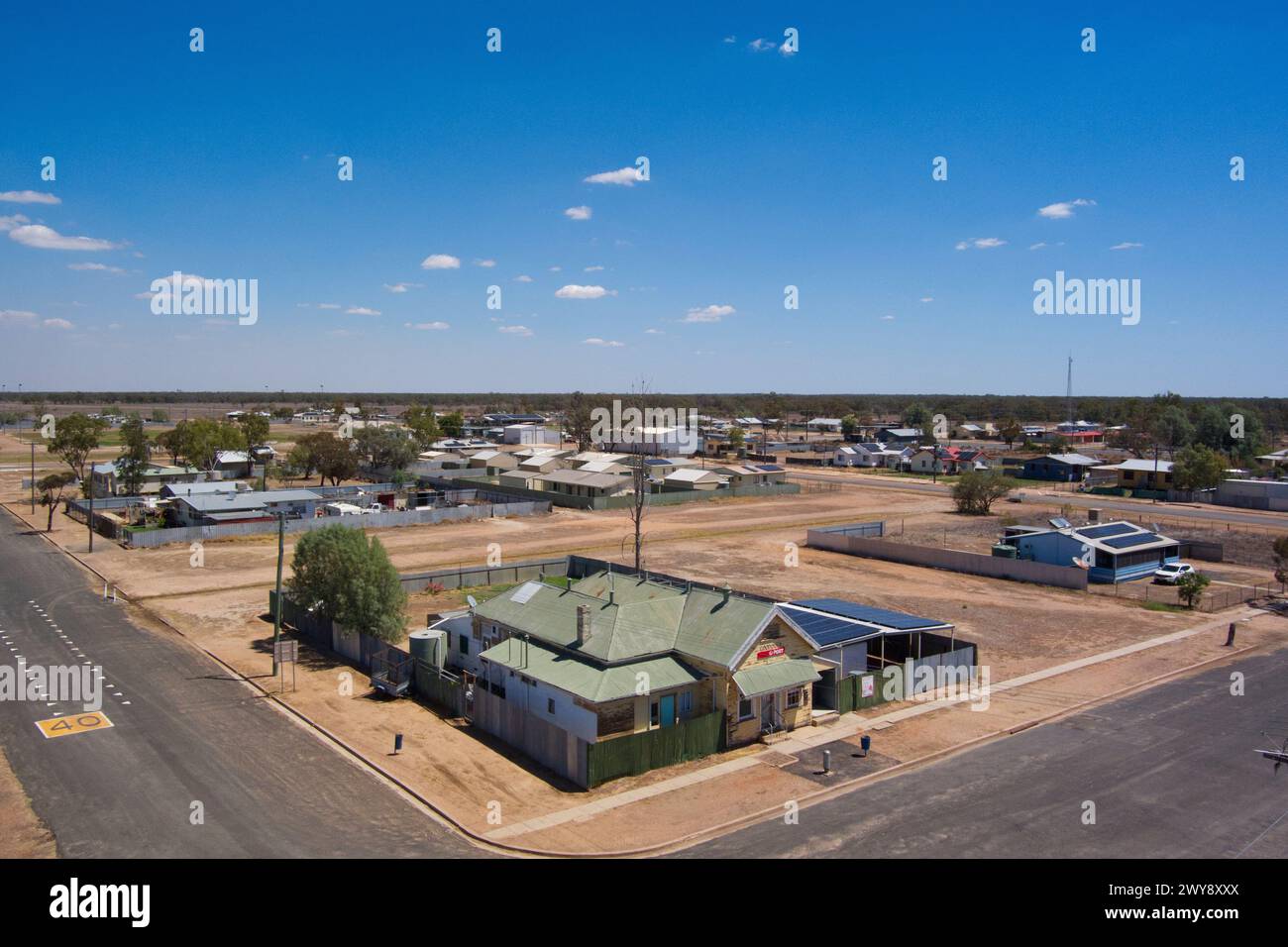 Aerial of the remote community of Goodooga Northern New South Wales ...