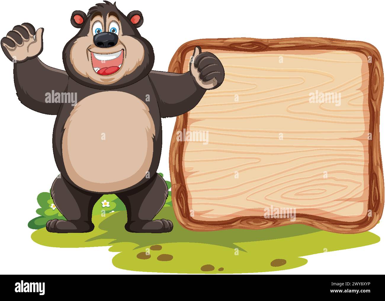 Cartoon bear standing next to a signboard Stock Vector Image & Art - Alamy