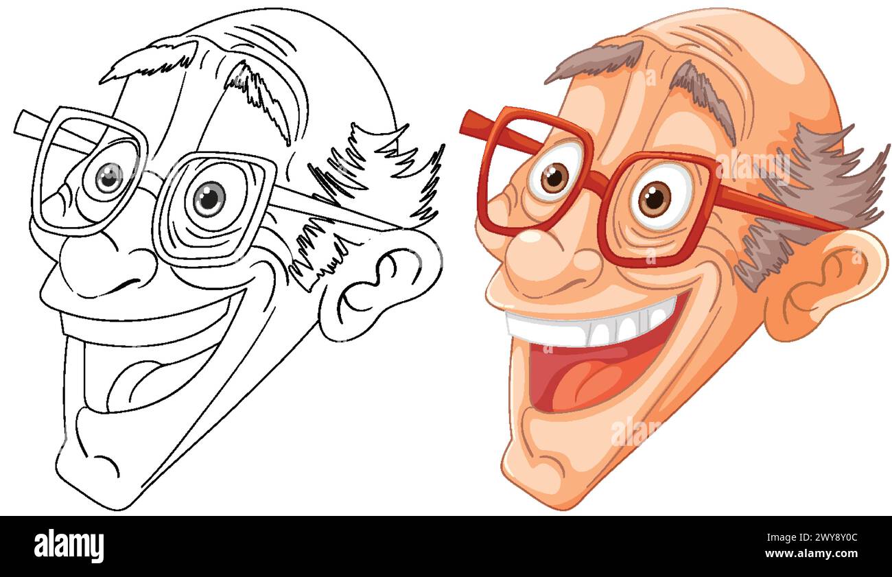 Vector illustration of a happy, bespectacled man Stock Vector Image ...