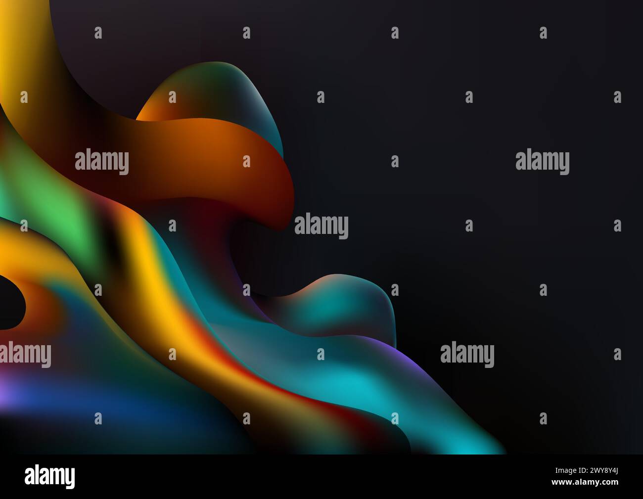 A colorful abstract liquid swirl against a dark background. Vector ...