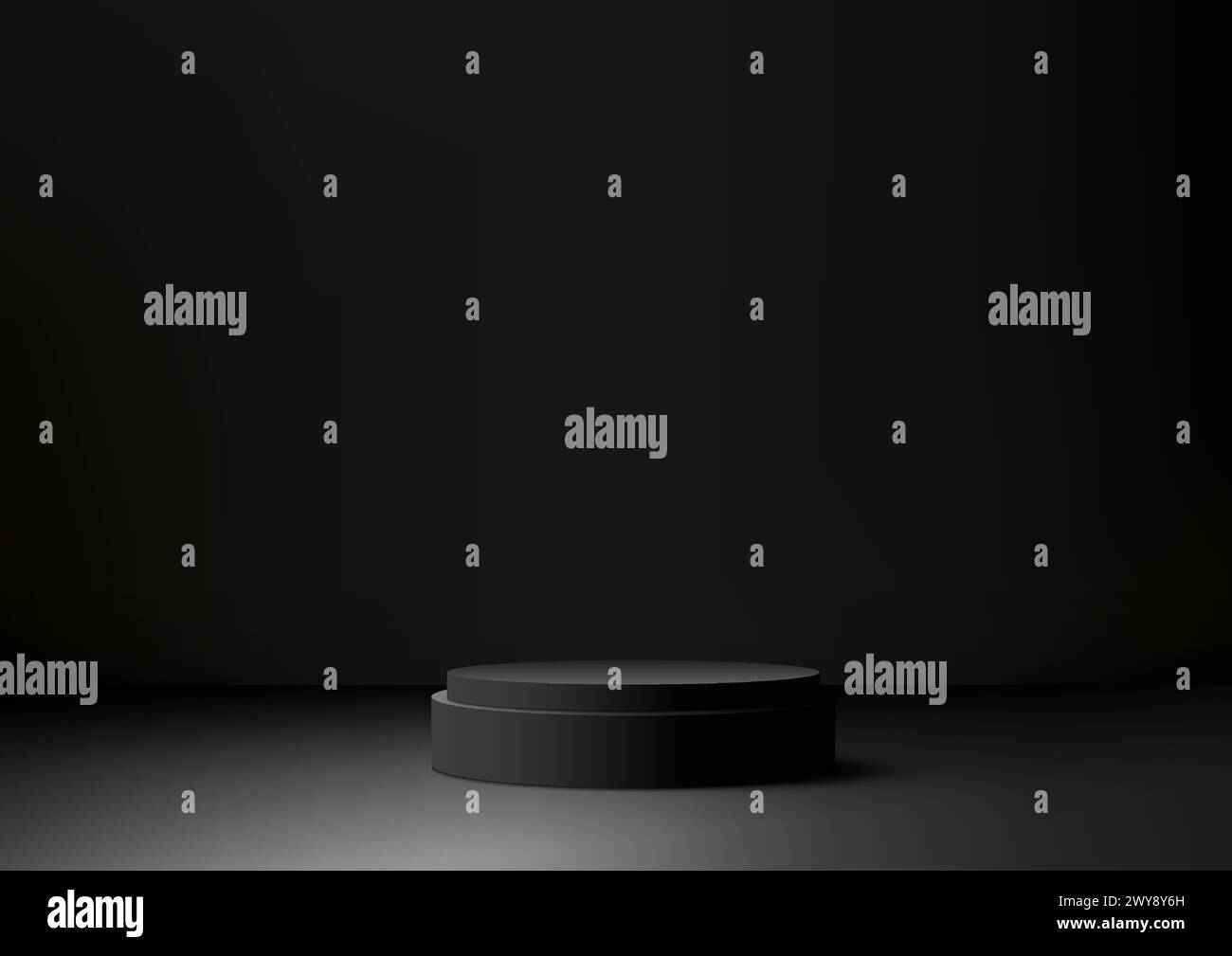3D black podium mockup. Features a dark background for a high end ...
