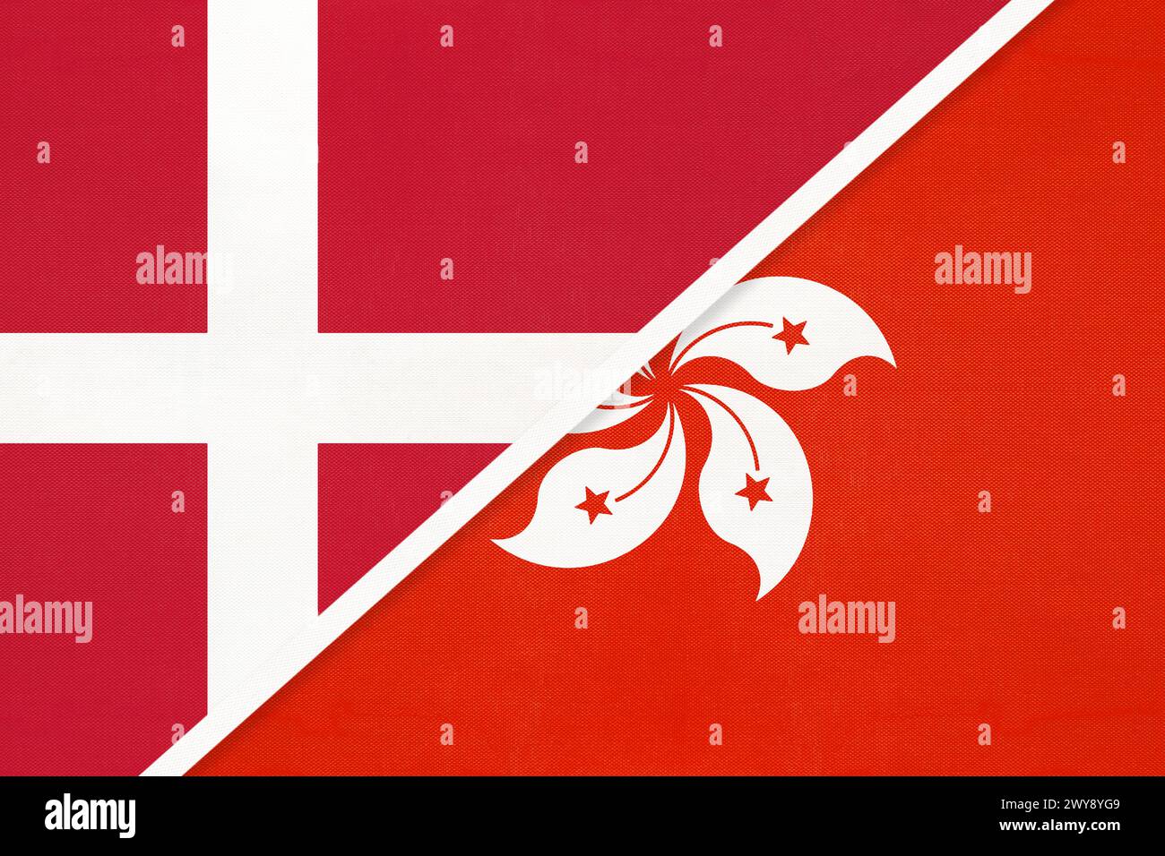 Denmark and Hong Kong, symbol of country. Danish national flags ...