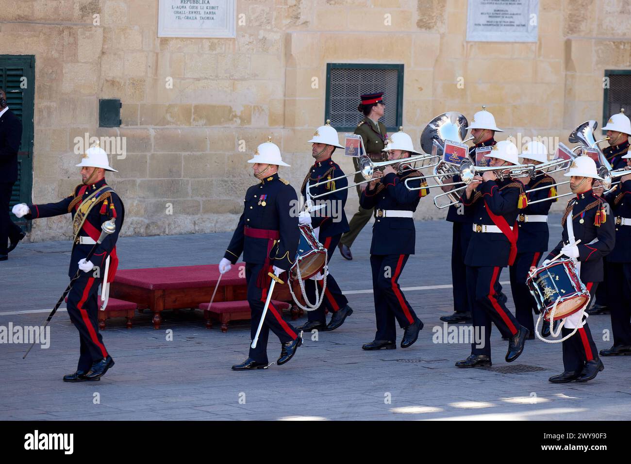 Members from the Armed Forces of Malta Band perform as they make their ...