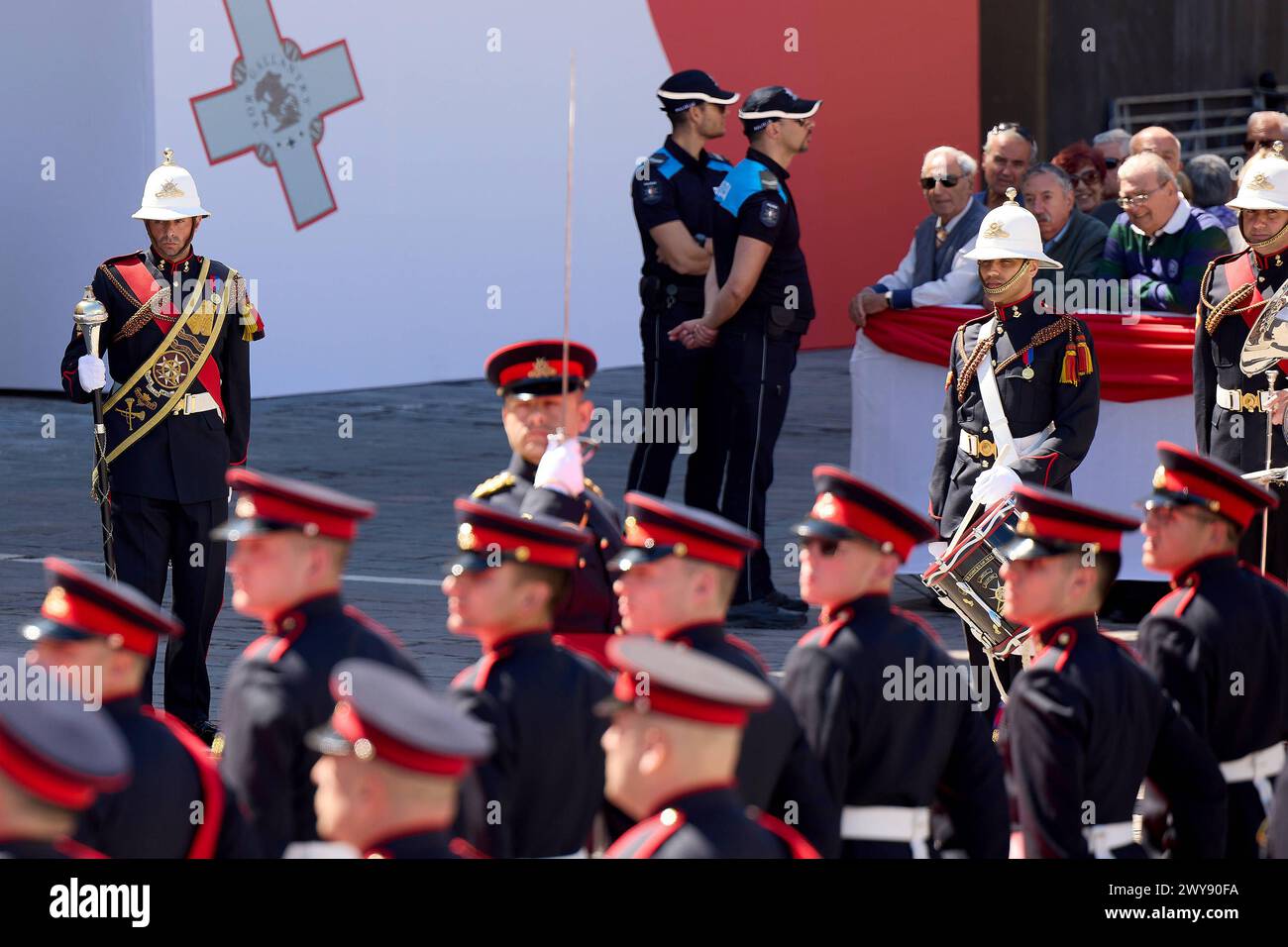 Members from the Armed Forces of Malta Band perform as they make their ...
