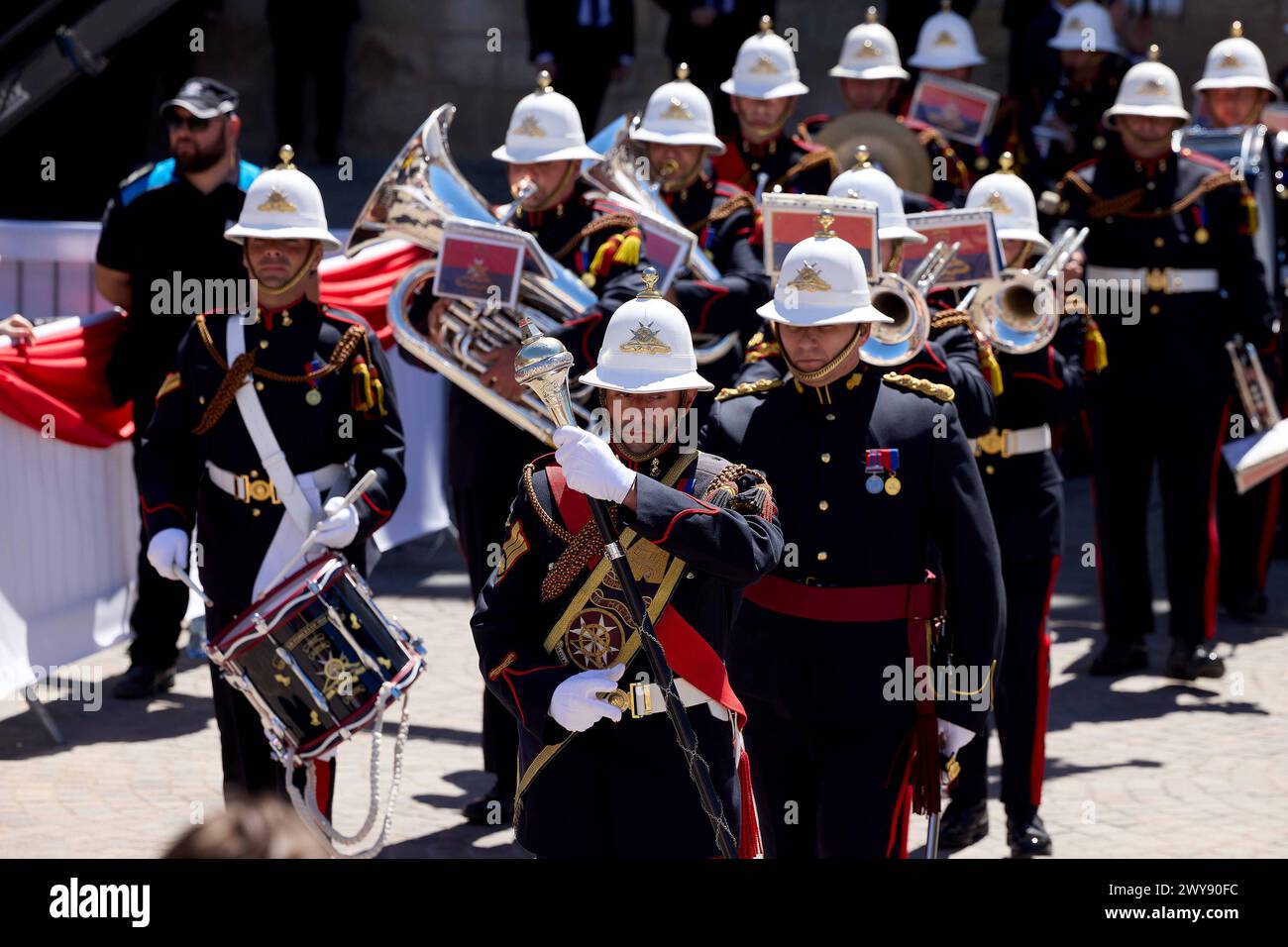 Members from the Armed Forces of Malta Band perform as they make their ...