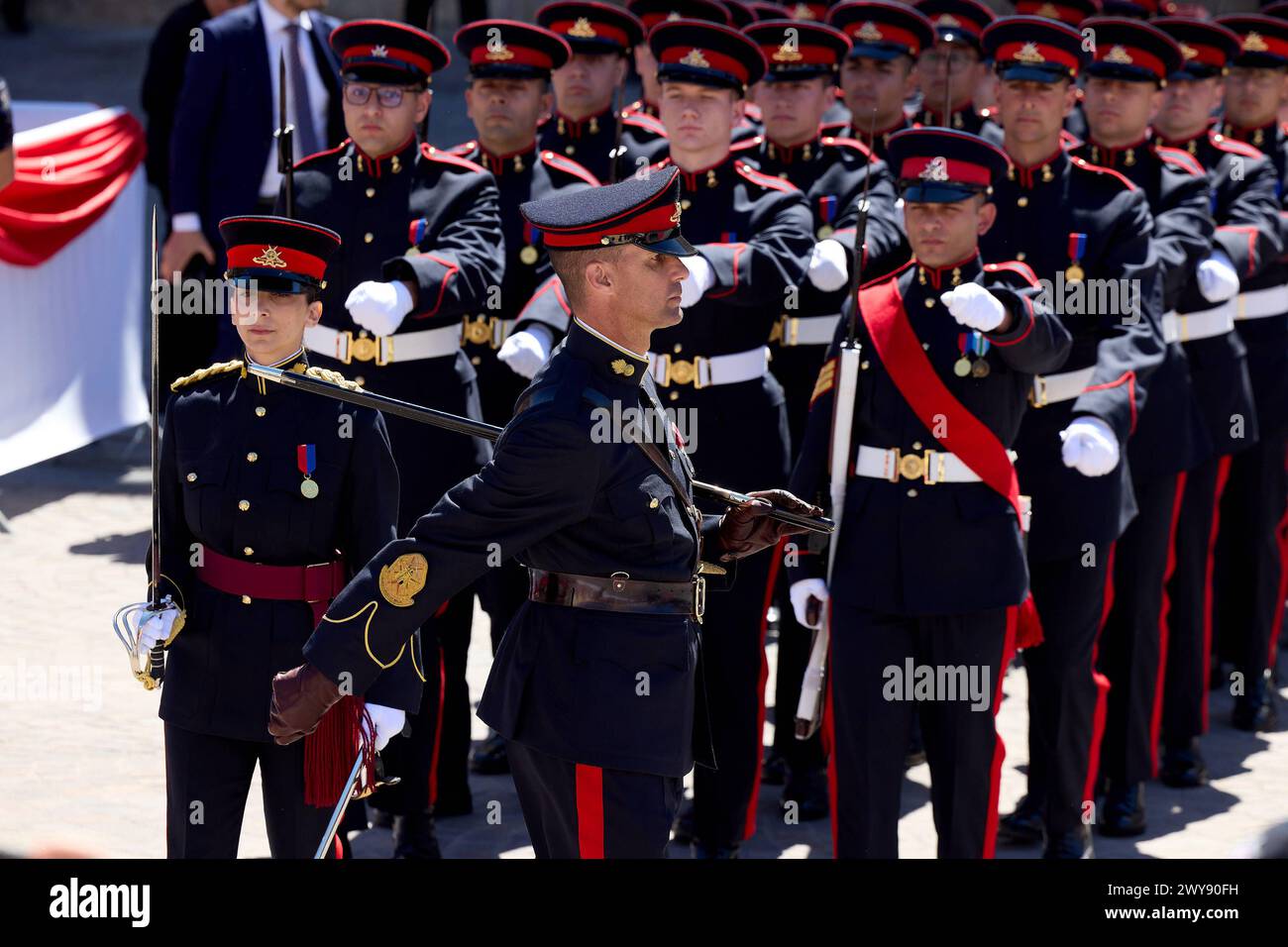 Members from the Armed Forces of Malta perform as they proceed to the ...
