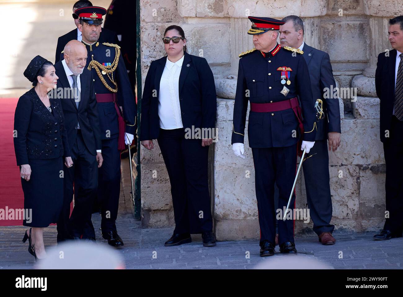 Malta s President-Elect Myriam Spiteri Debono L and her husband Anthony ...