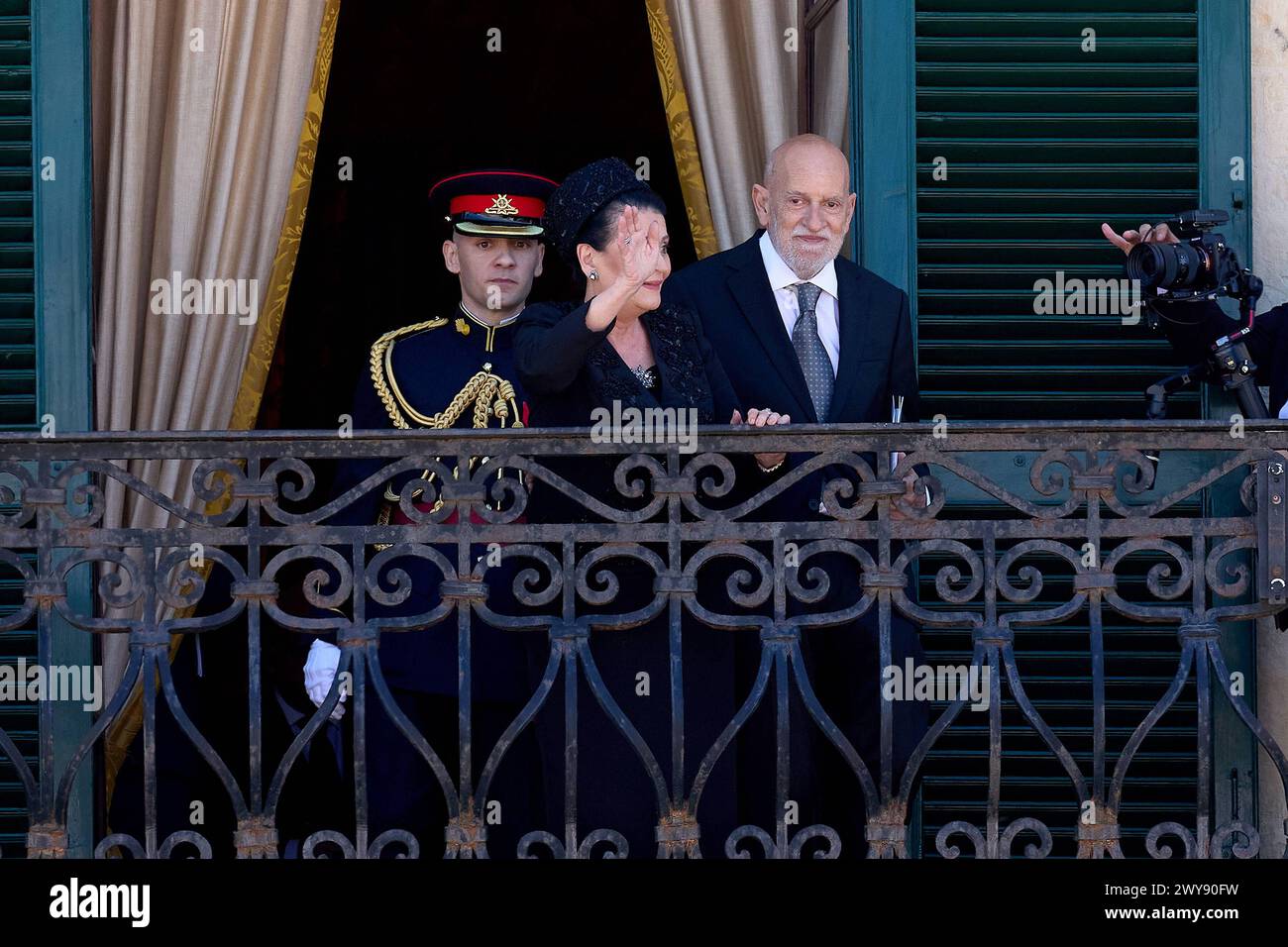 Malta s President-Elect Myriam Spiteri Debono L and her husband Anthony ...