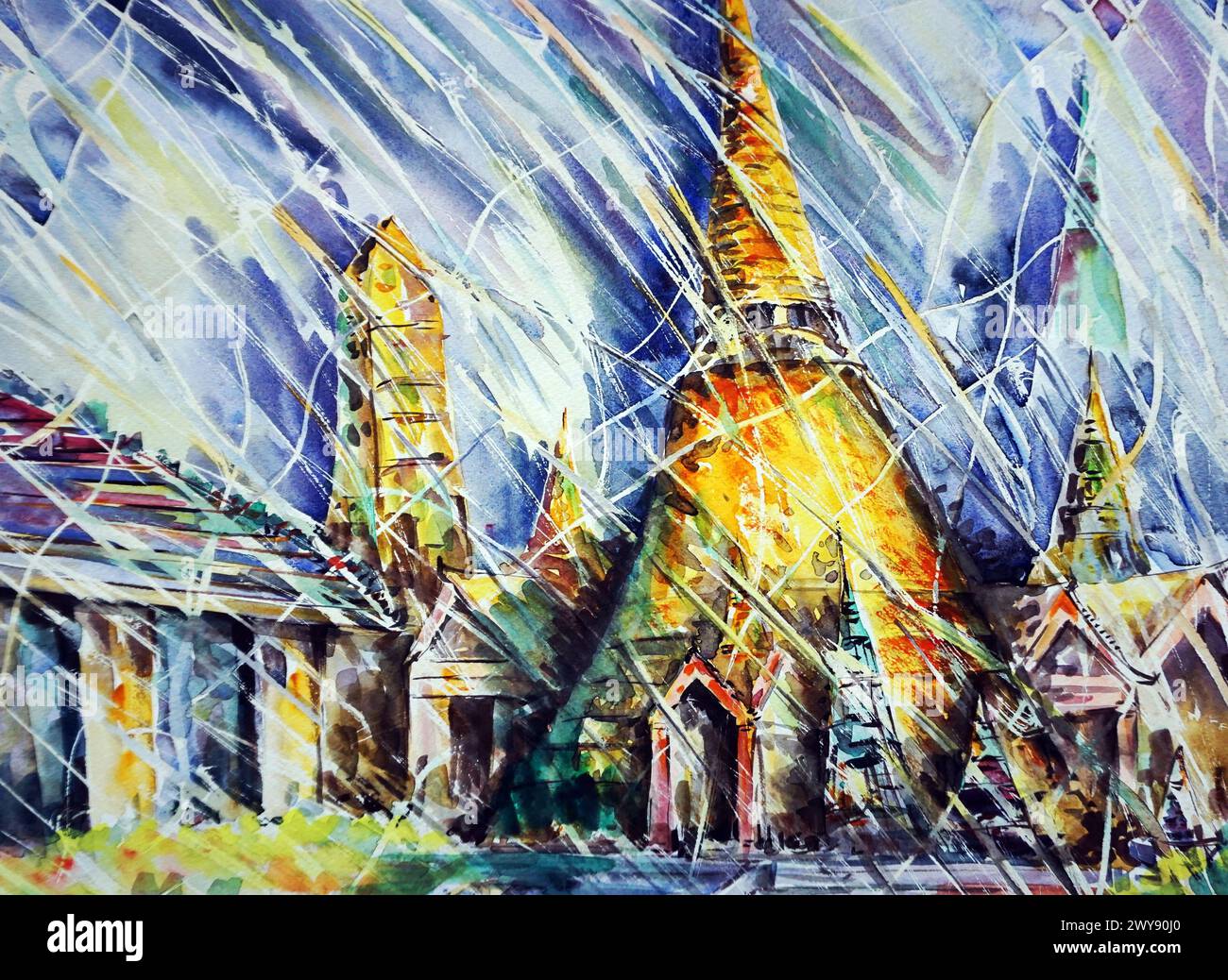 Original watercolor painting Abstract expressionism background for ...