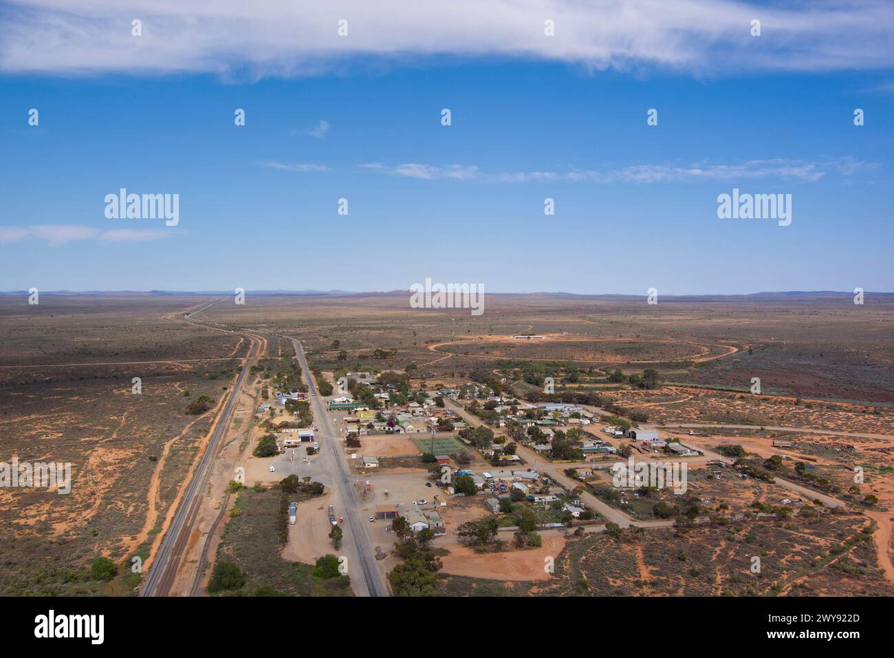 Aerial of the remote service village of Yunta South Australia Stock ...