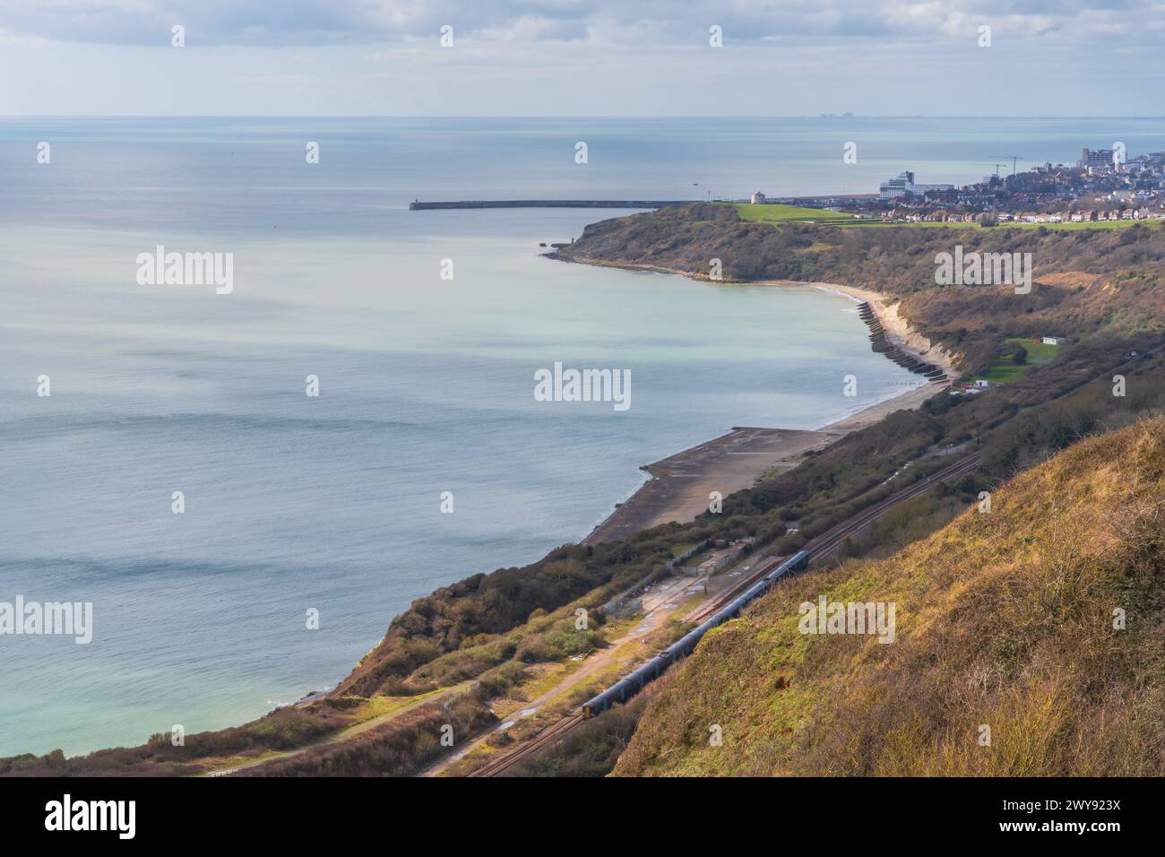 View of Folkestone Warren Nature Reserve and East Wear Bay in ...