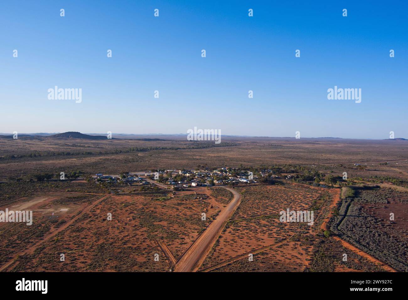 Aerial of the remote service village of Yunta South Australia Stock ...