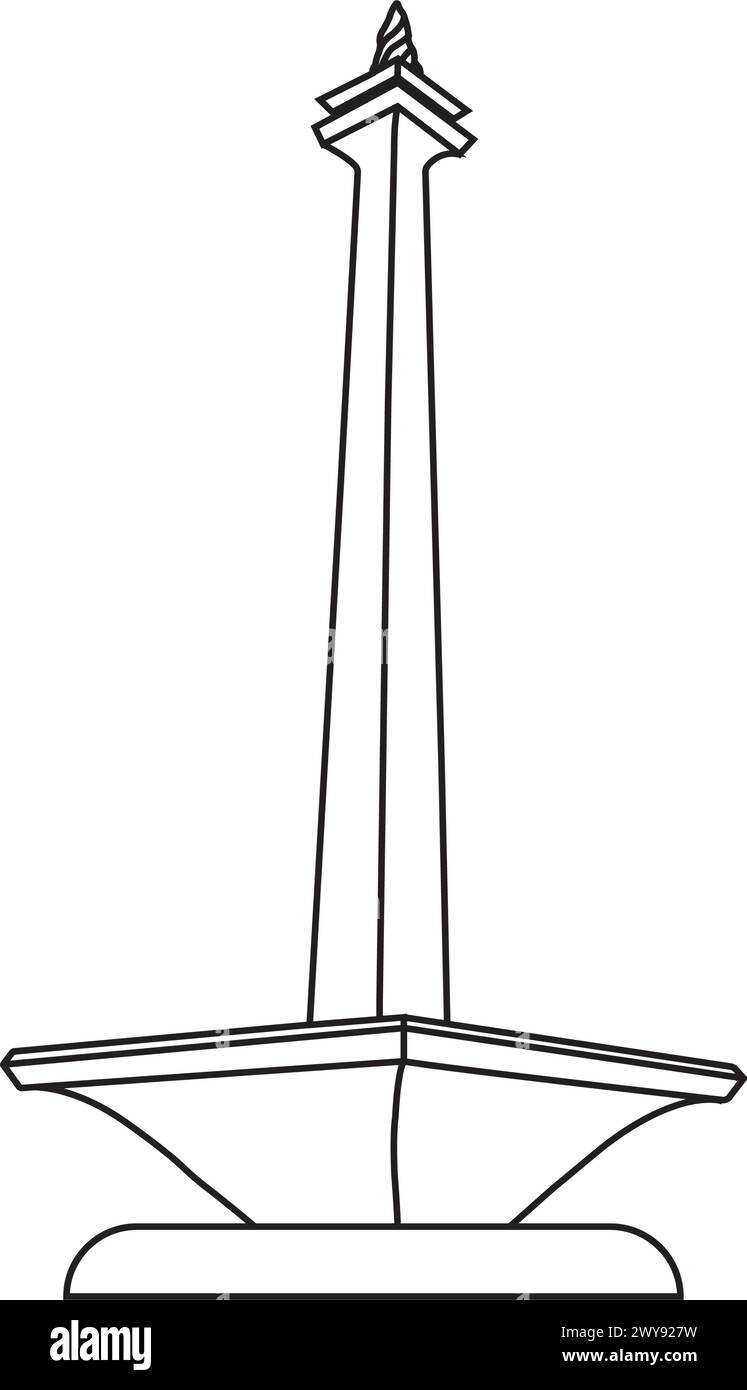 Monas monument icon, historical building in Indonesia, Jakarta vector ...